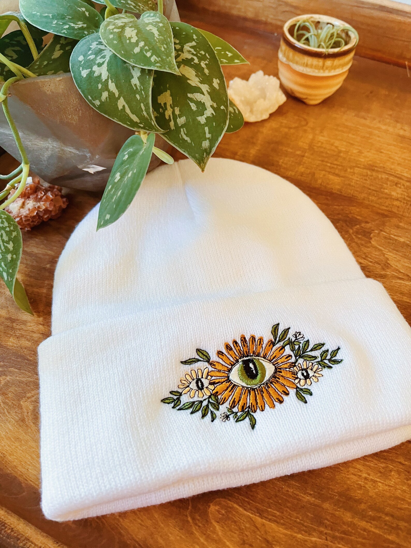Floral Evil Eye Beanie Embroidered Beanie Boho Beanie - Etsy