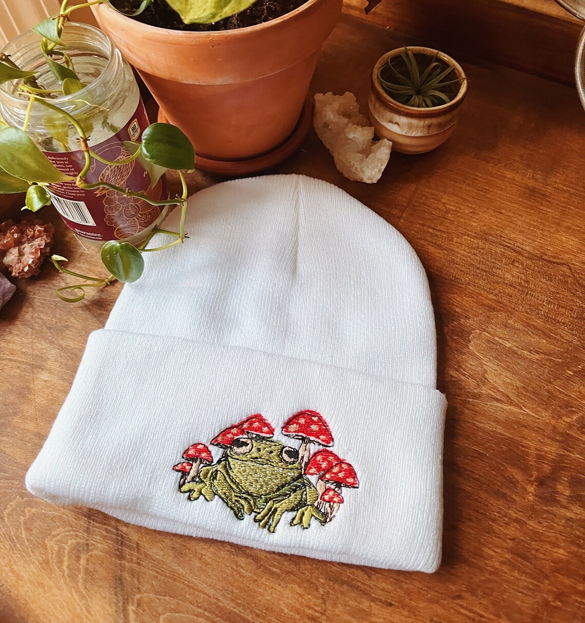 Mushroom Frog Beanie Embroidered Custom Beanie Boho Beanie - Etsy