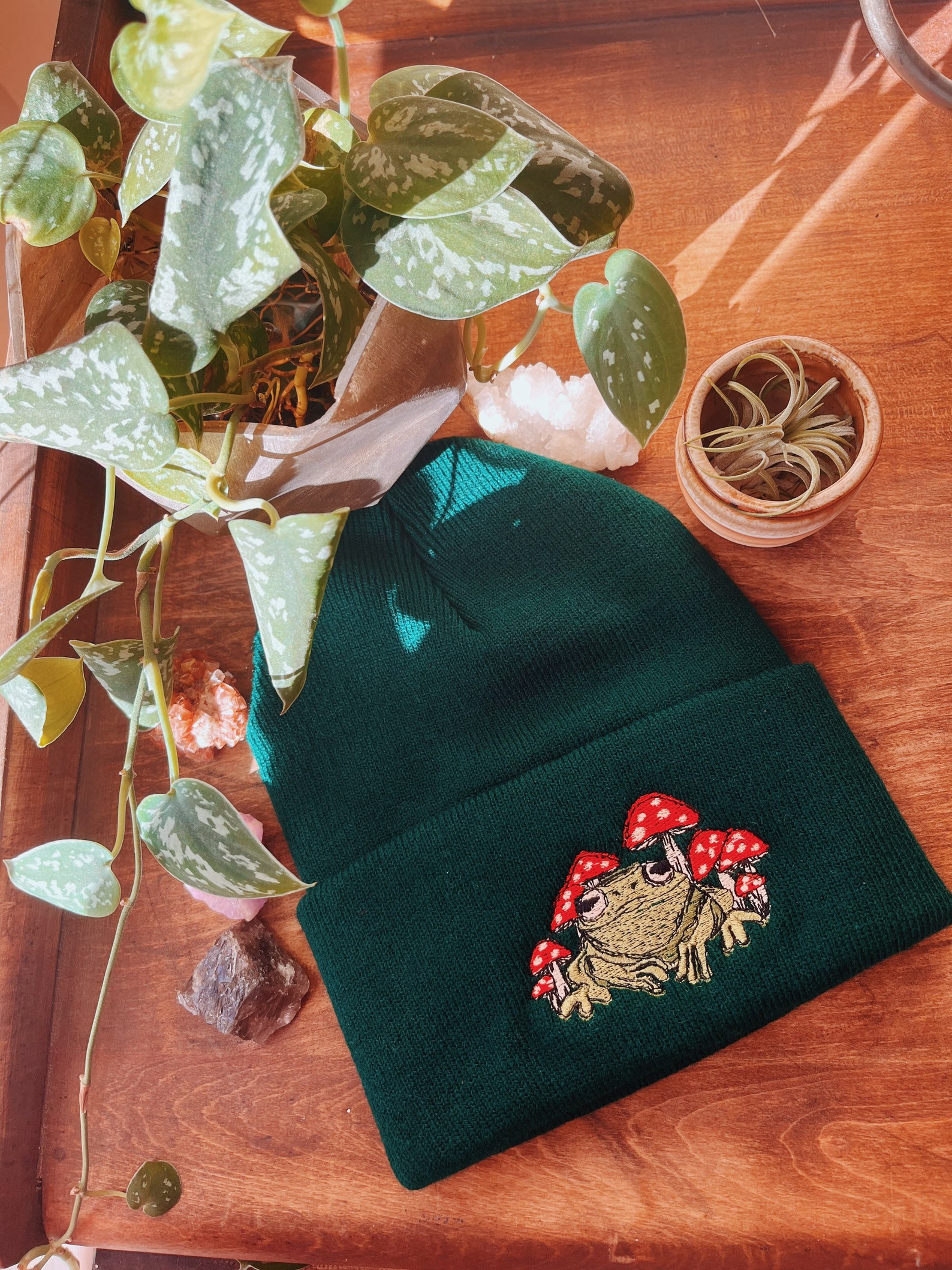 Mushroom Frog Beanie Embroidered Custom Beanie Boho Beanie - Etsy
