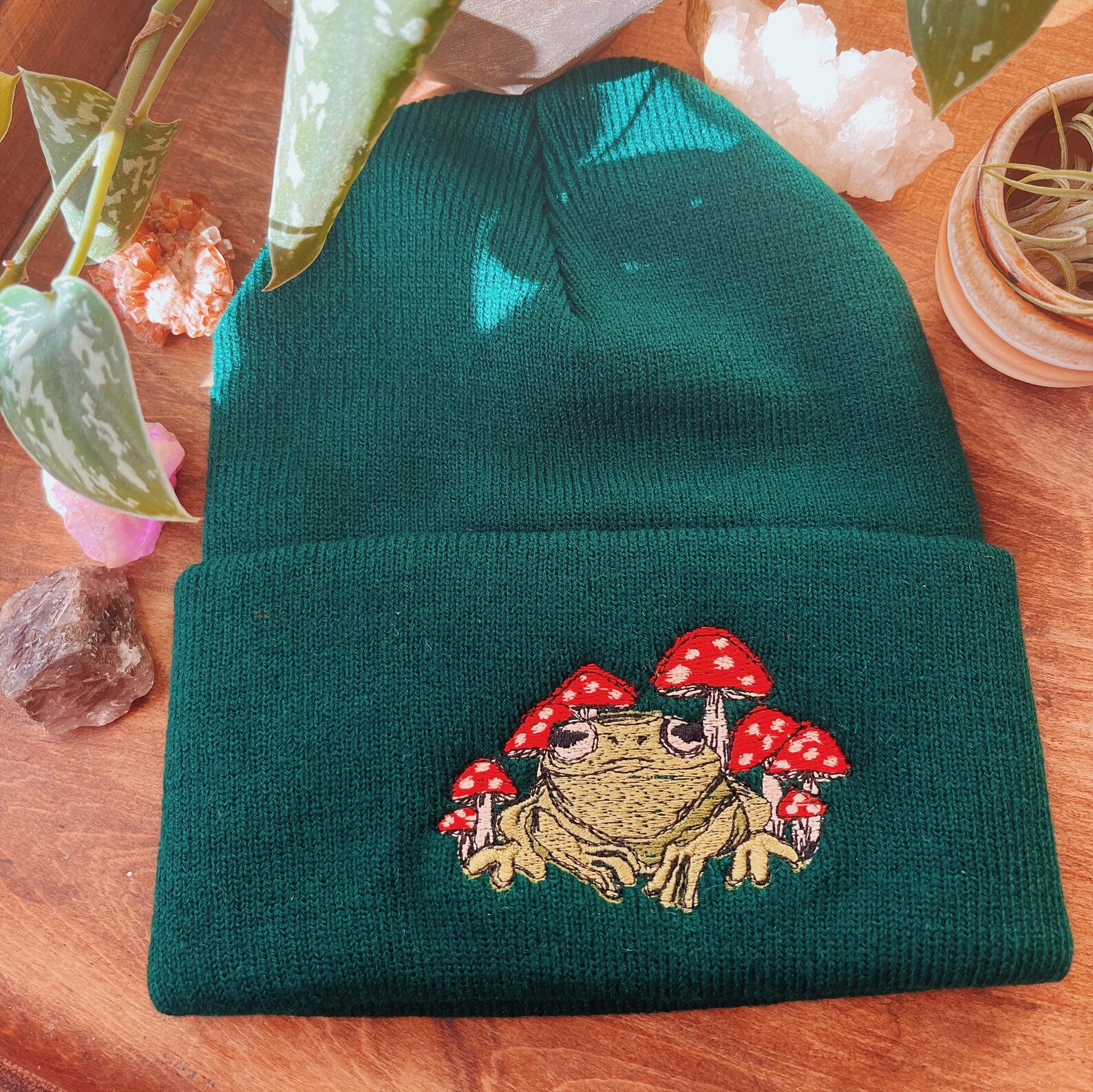 Mushroom Frog Beanie Embroidered Custom Beanie Boho Beanie - Etsy