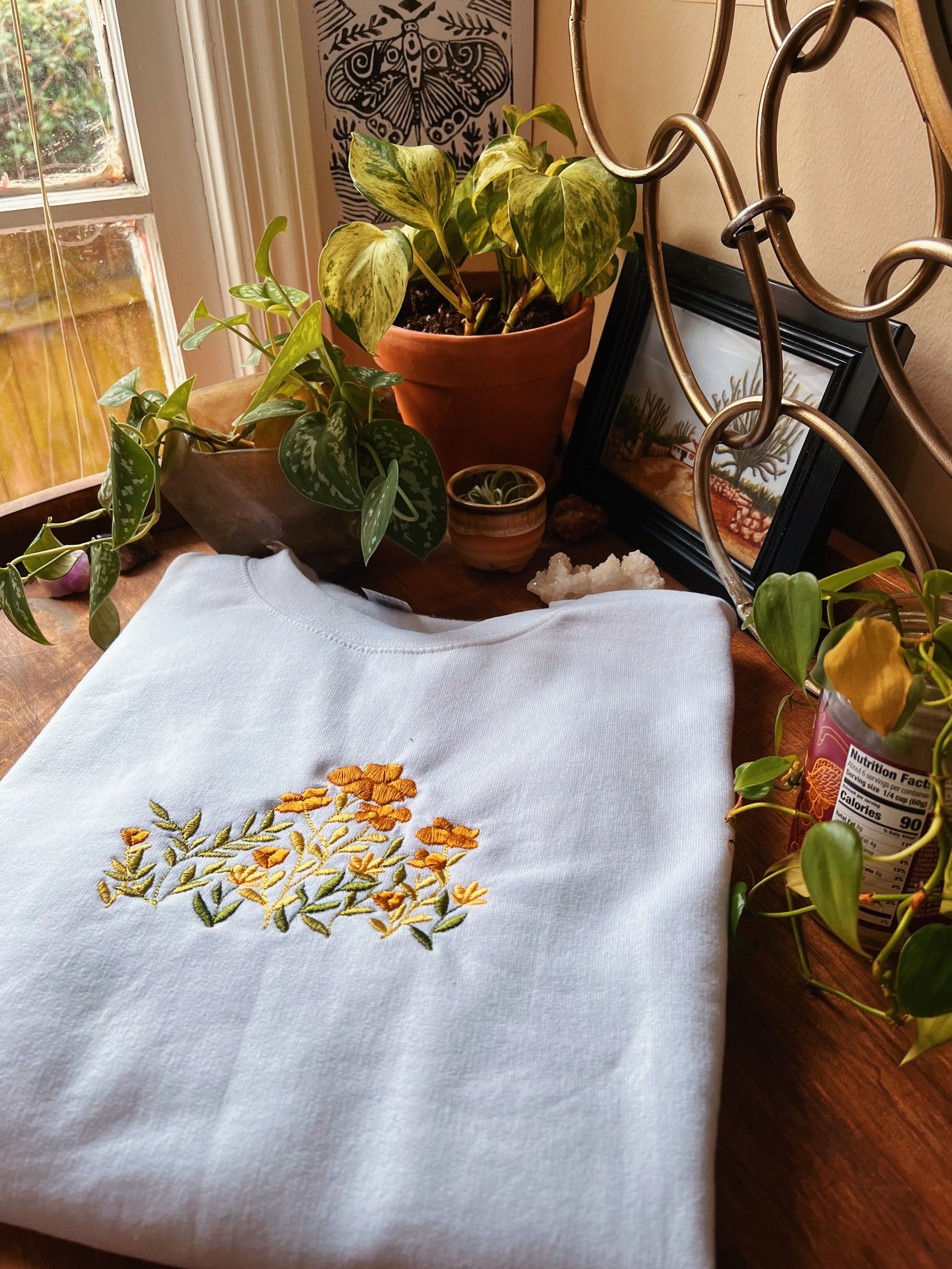 White Custom Embroidered Crewneck Unisex Embroidered Fleece - Etsy