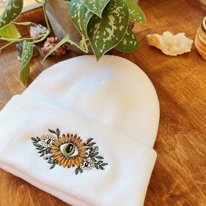 Floral Evil Eye Beanie Embroidered Beanie Boho Beanie - Etsy