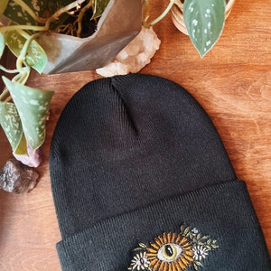 Floral Evil Eye Beanie Embroidered Beanie Boho Beanie Winter Hat ...