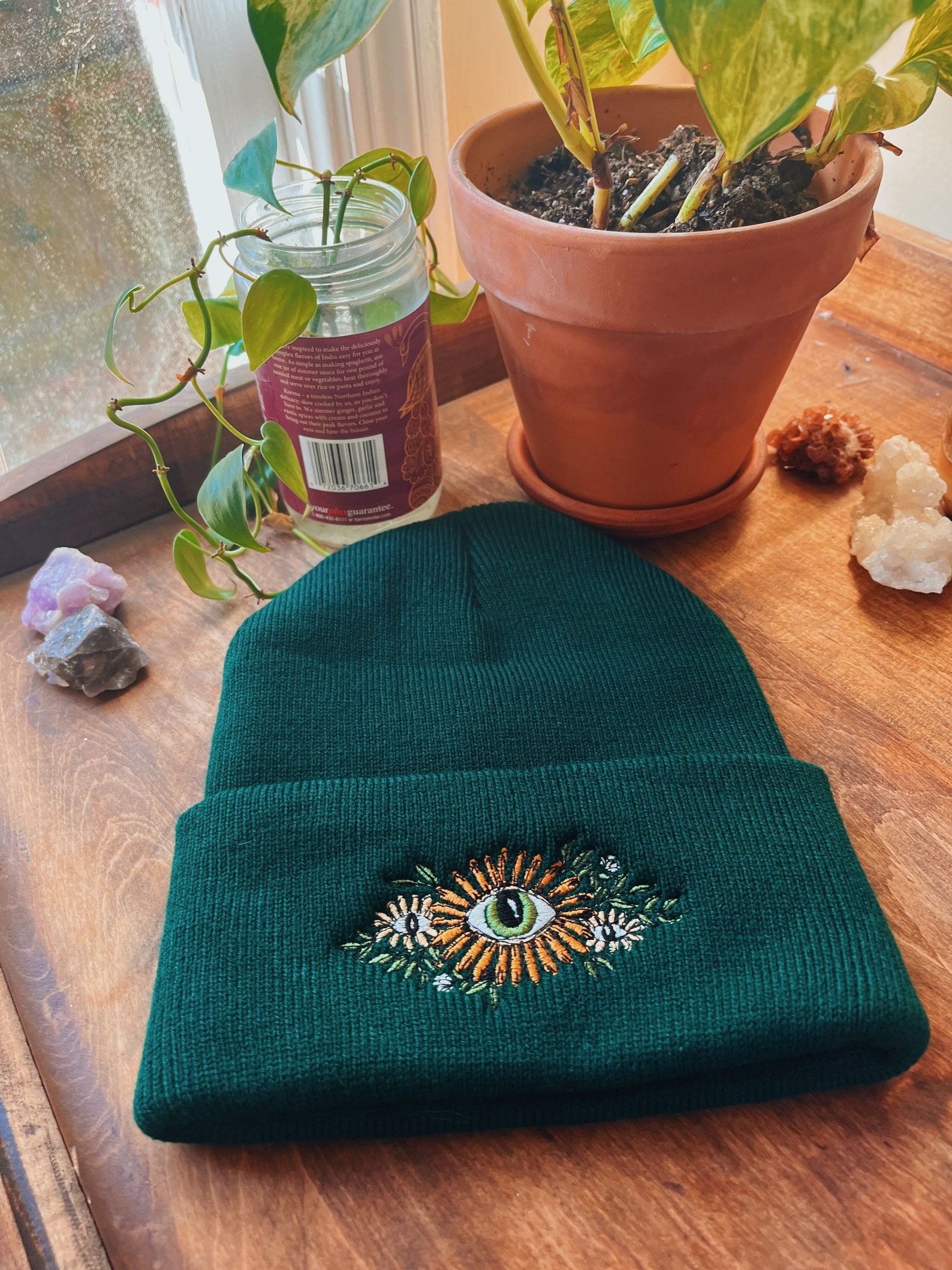 Floral Evil Eye Beanie Embroidered Beanie Boho Beanie - Etsy