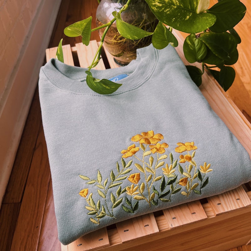 Embroidered Sweatshirt - Etsy