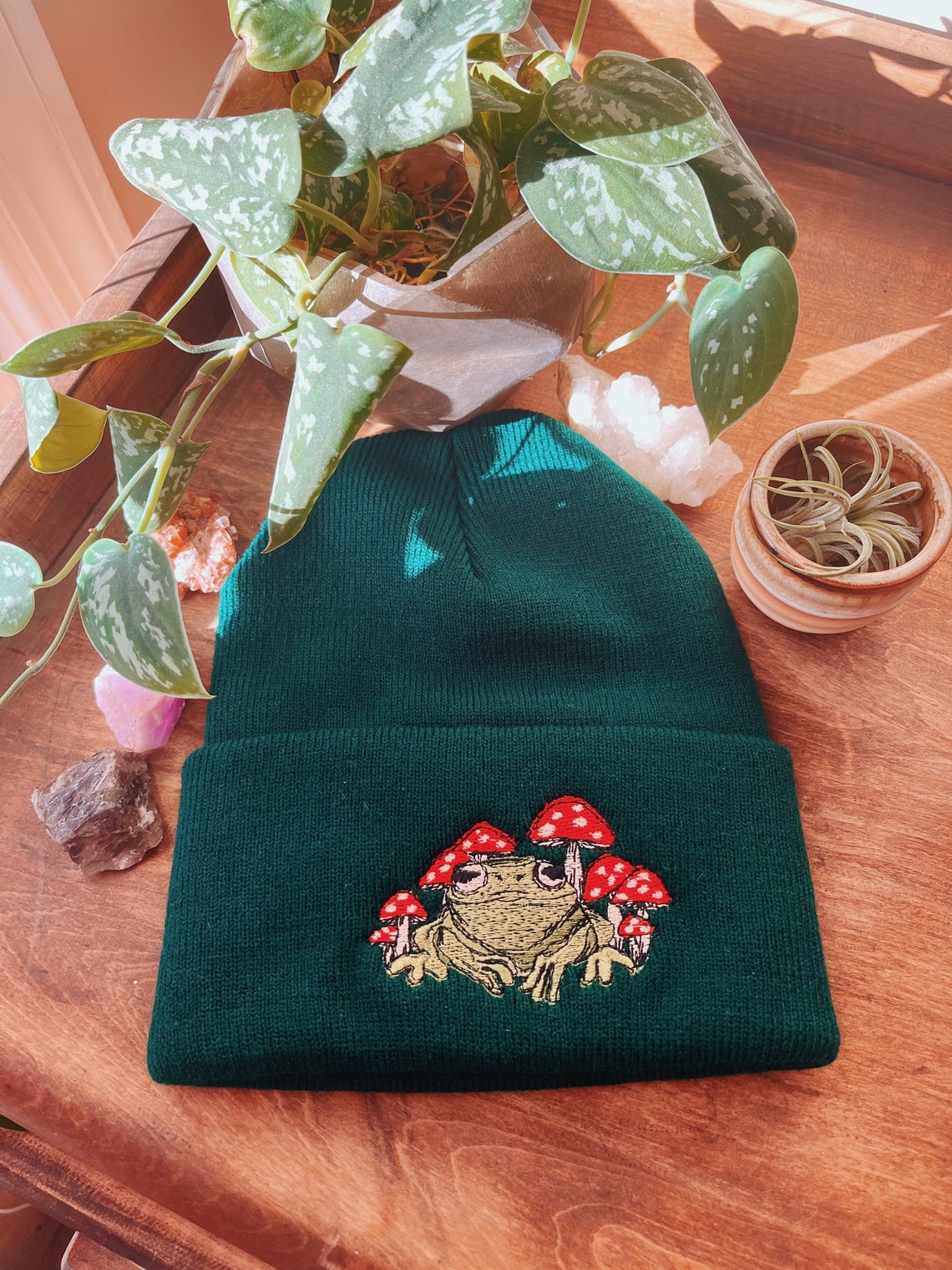 Mushroom Frog Beanie Embroidered Custom Beanie Boho Beanie - Etsy