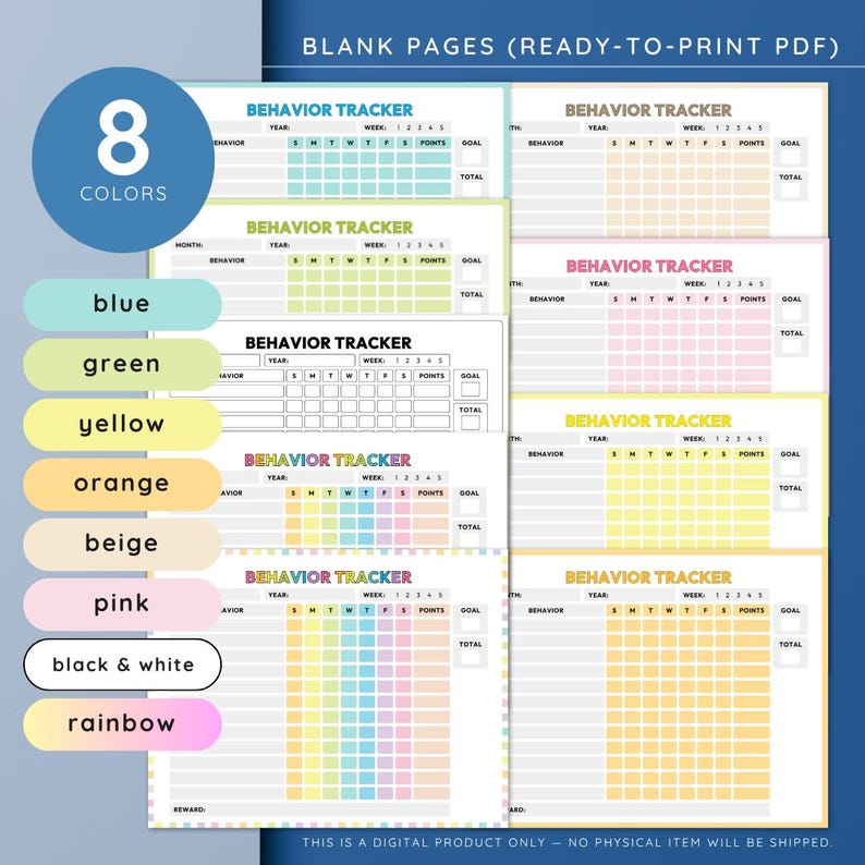 Printable & Editable Behavior Chart for Kids | Kids Reward Chart | Customizable Habit Tracker ...