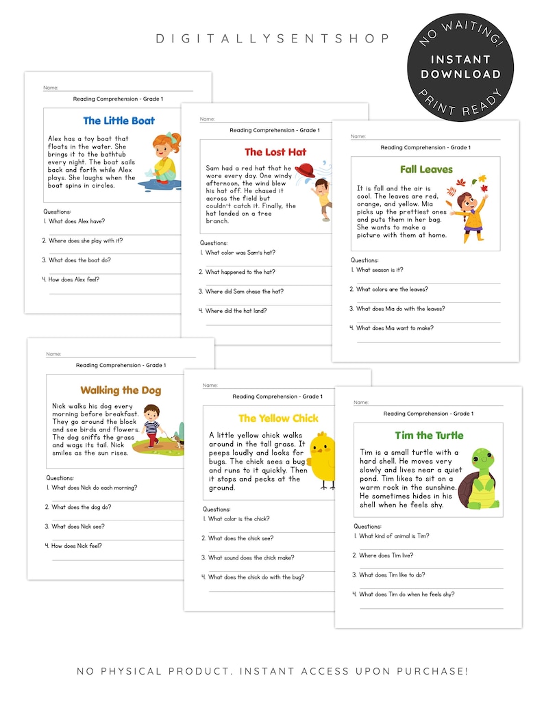 Reading Comprehension Grade 1 Set 2 | 25 Short Stories for Kids ...