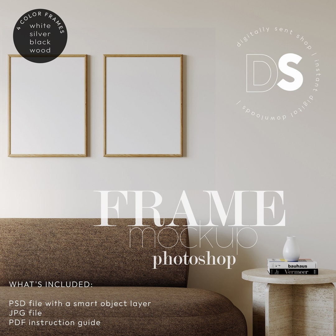 2 Frames Mockup, Silver Frame Mockup, Black Frame Mockup, Editable ...