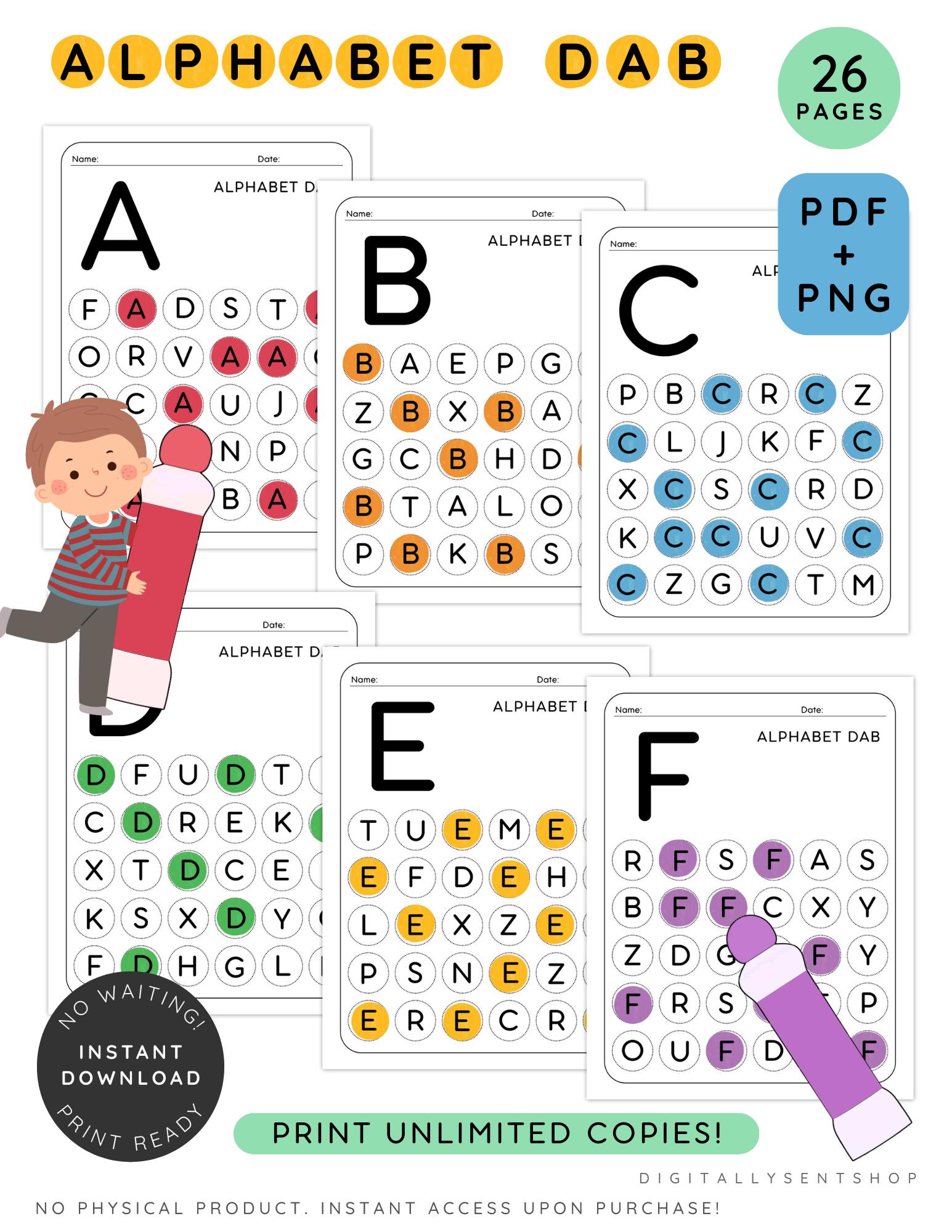 Alphabet Dab It Worksheets | Uppercase A–Z Dot Marker Activities | 26 ...