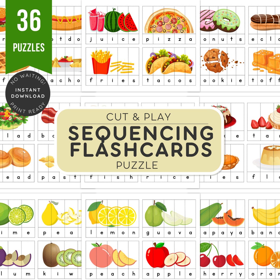 36 Sequencing Puzzles | Food Flashcards | Sequence Cut and Play Early ...