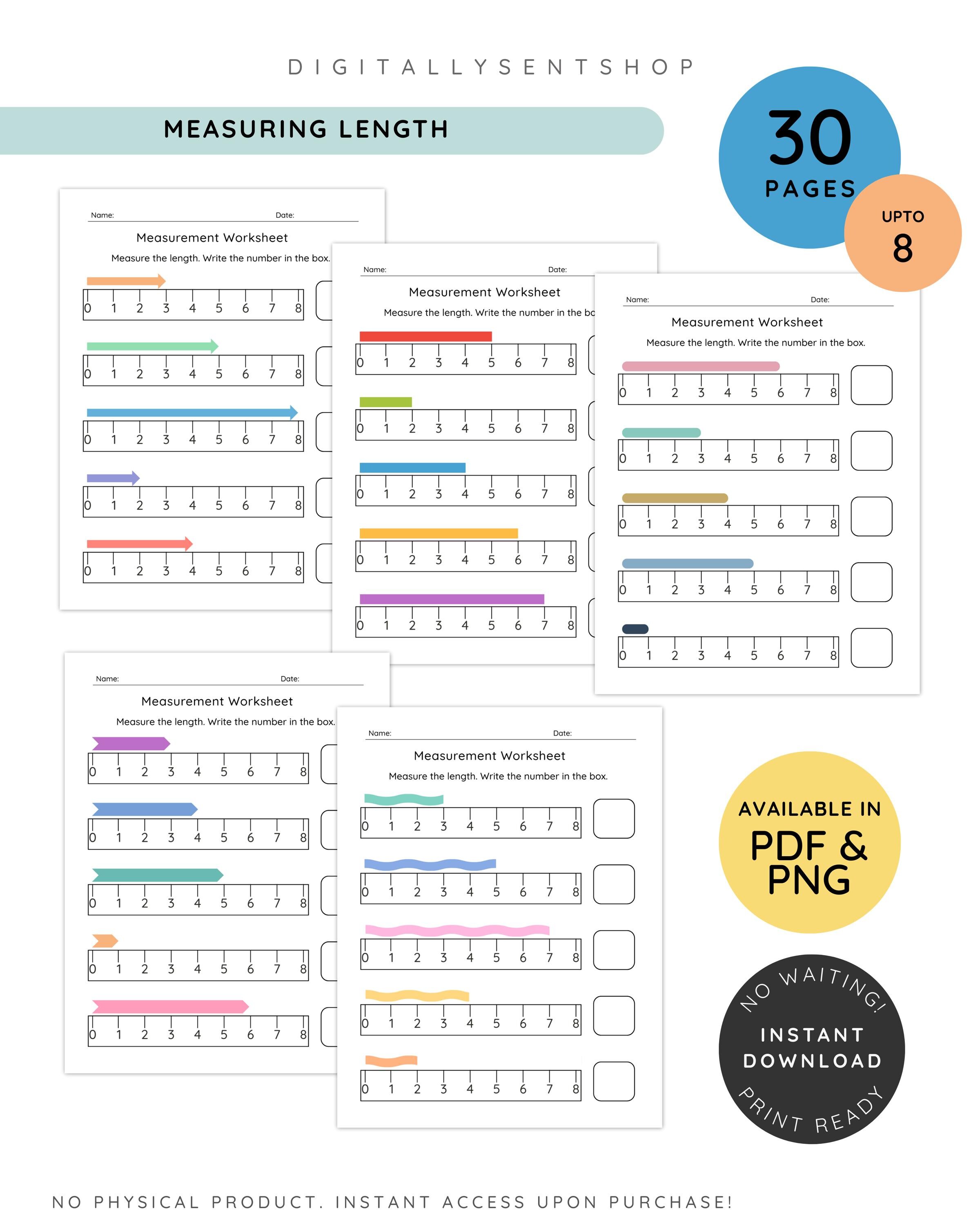 Measuring Length Worksheets PDF + PNG | 150 Problems | Compare ...