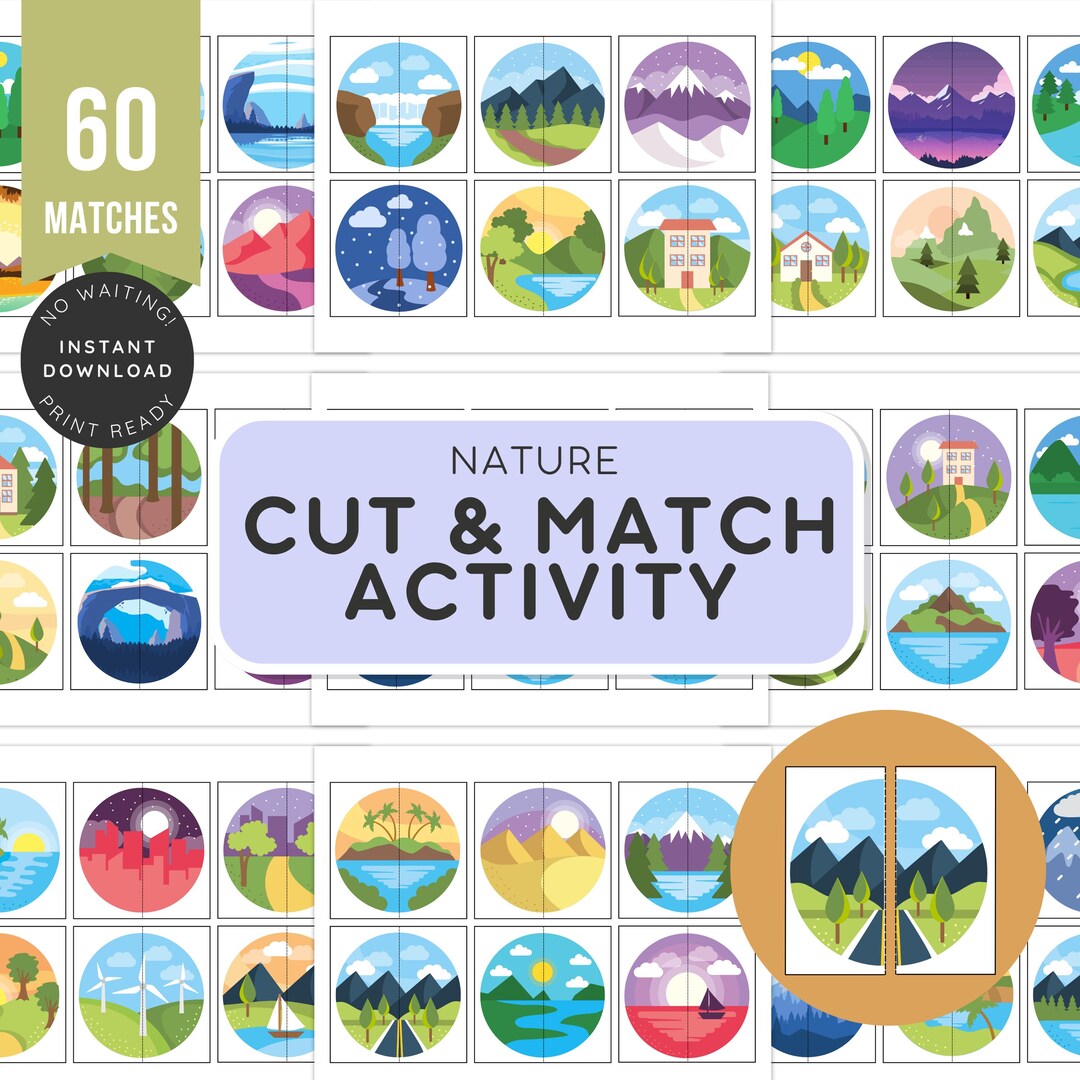 Printable Matching Game – 60 Puzzles for Kids, Preschool Binder ...