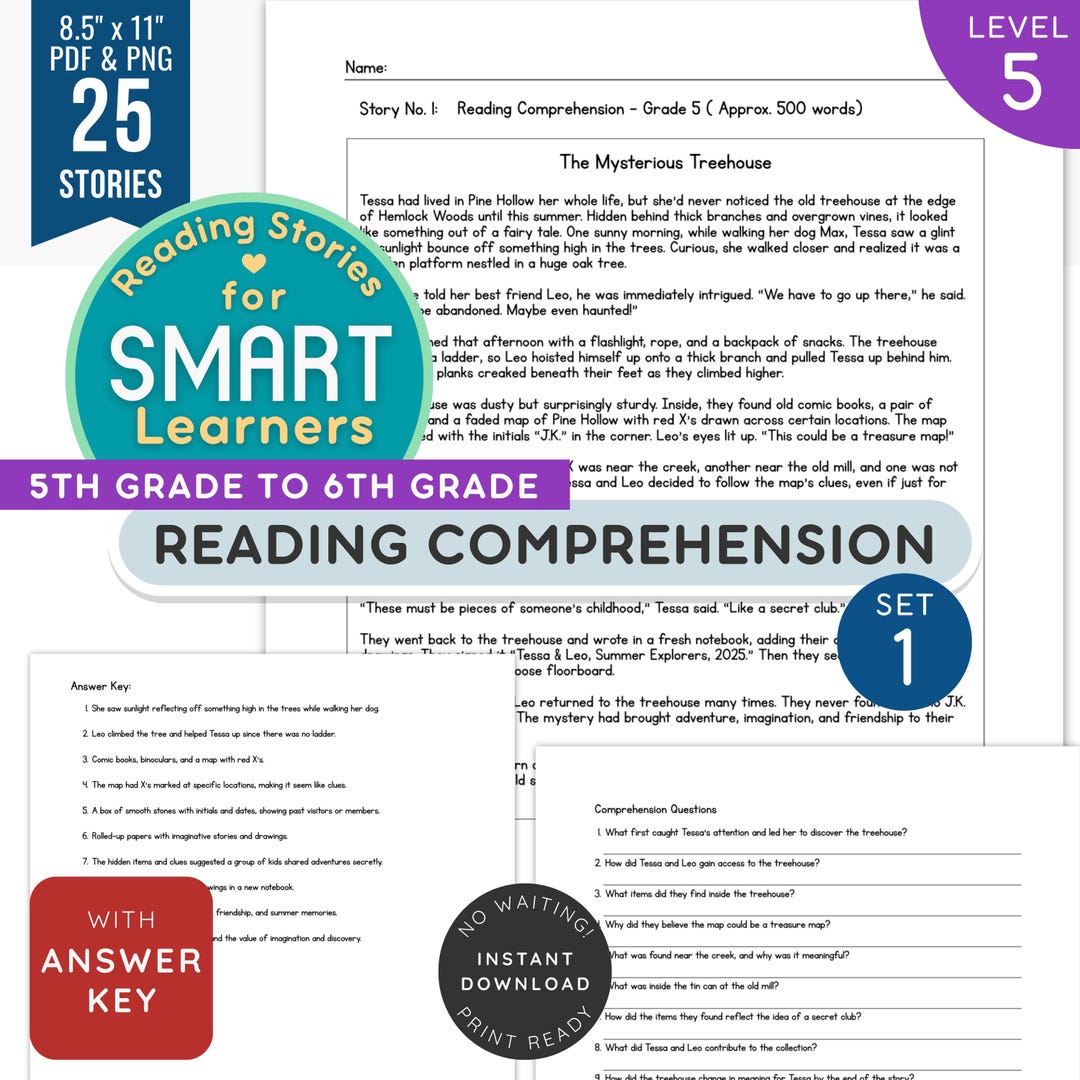 Reading Comprehension Worksheets Grade 5 – 25 Short Stories for Kids ...