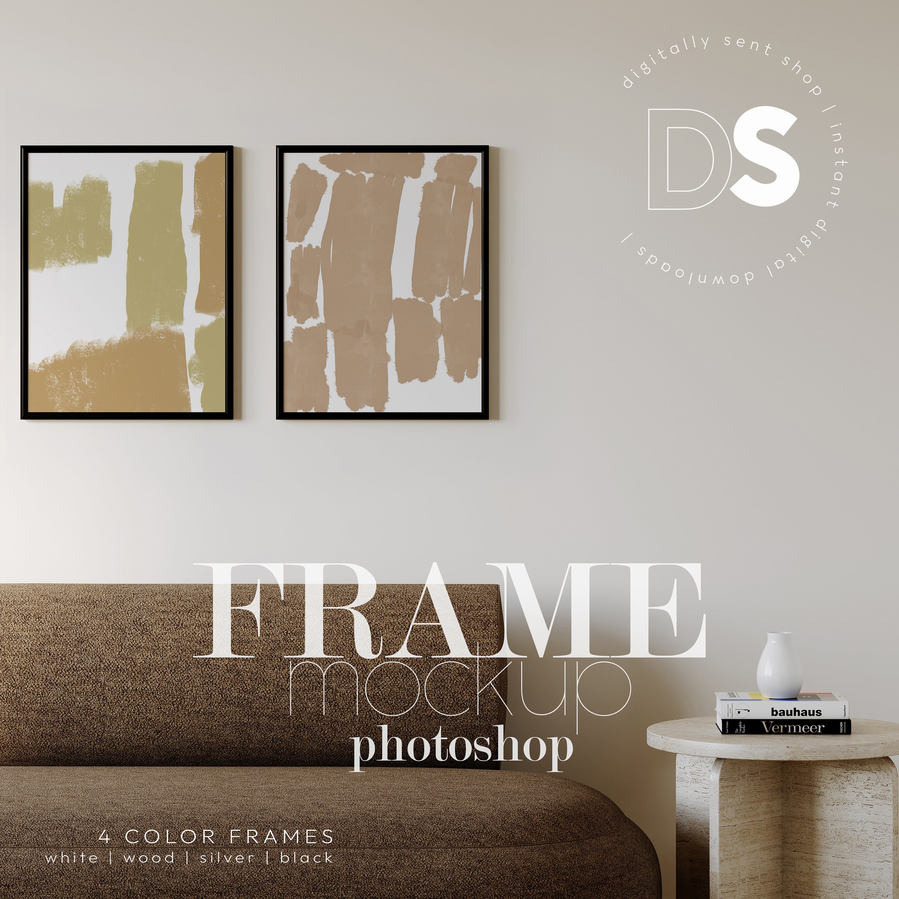 2 Frames Mockup, Silver Frame Mockup, Black Frame Mockup, Editable ...