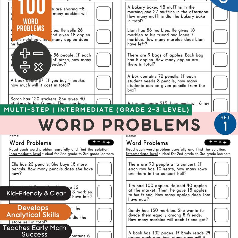 Third Grade Word Problems - Etsy