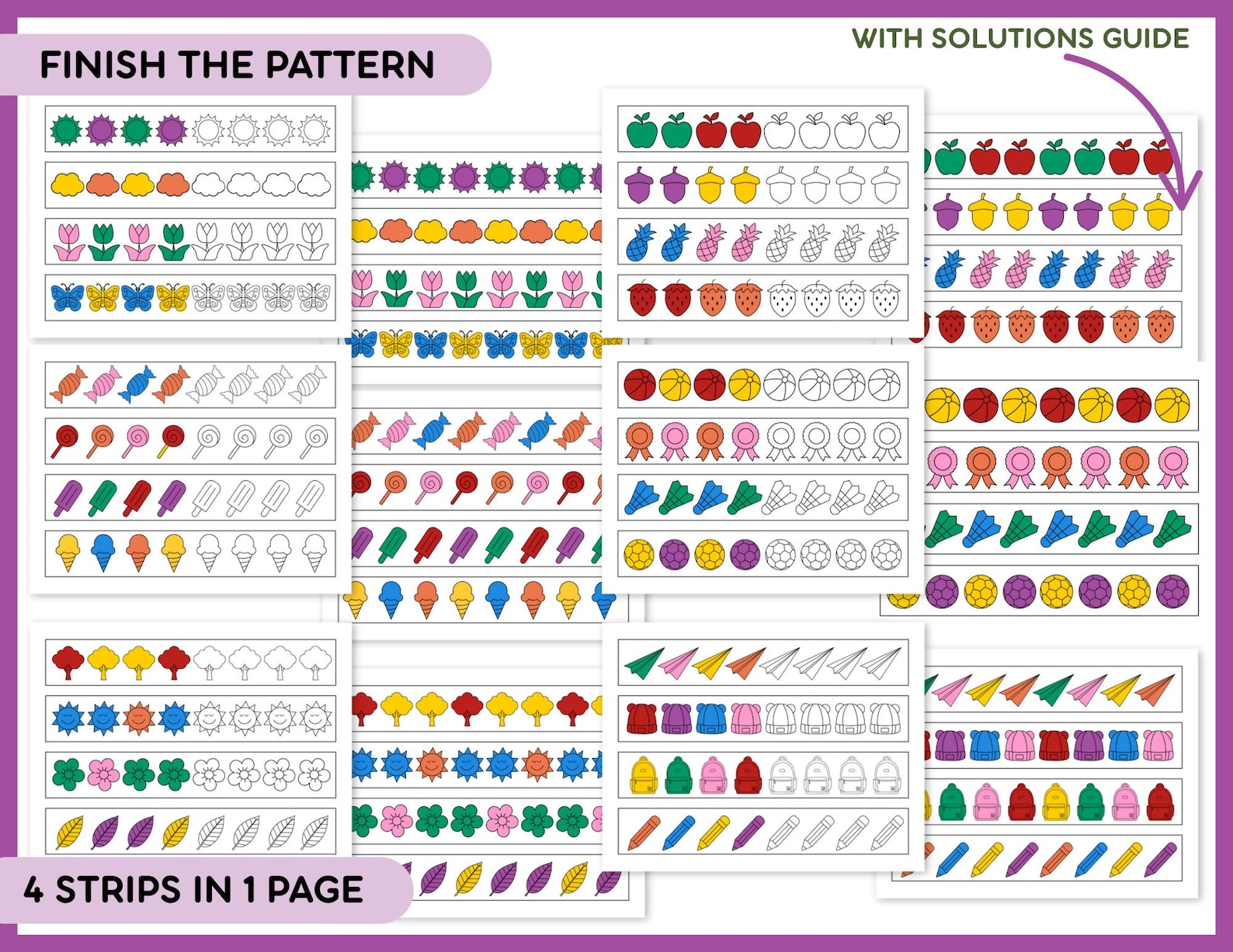 Pattern Worksheets | Repeat the Pattern Worksheets Pack | Preschool ...