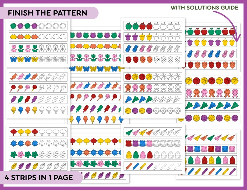 Pattern Worksheets | Repeat the Pattern Worksheets Pack | Preschool ...