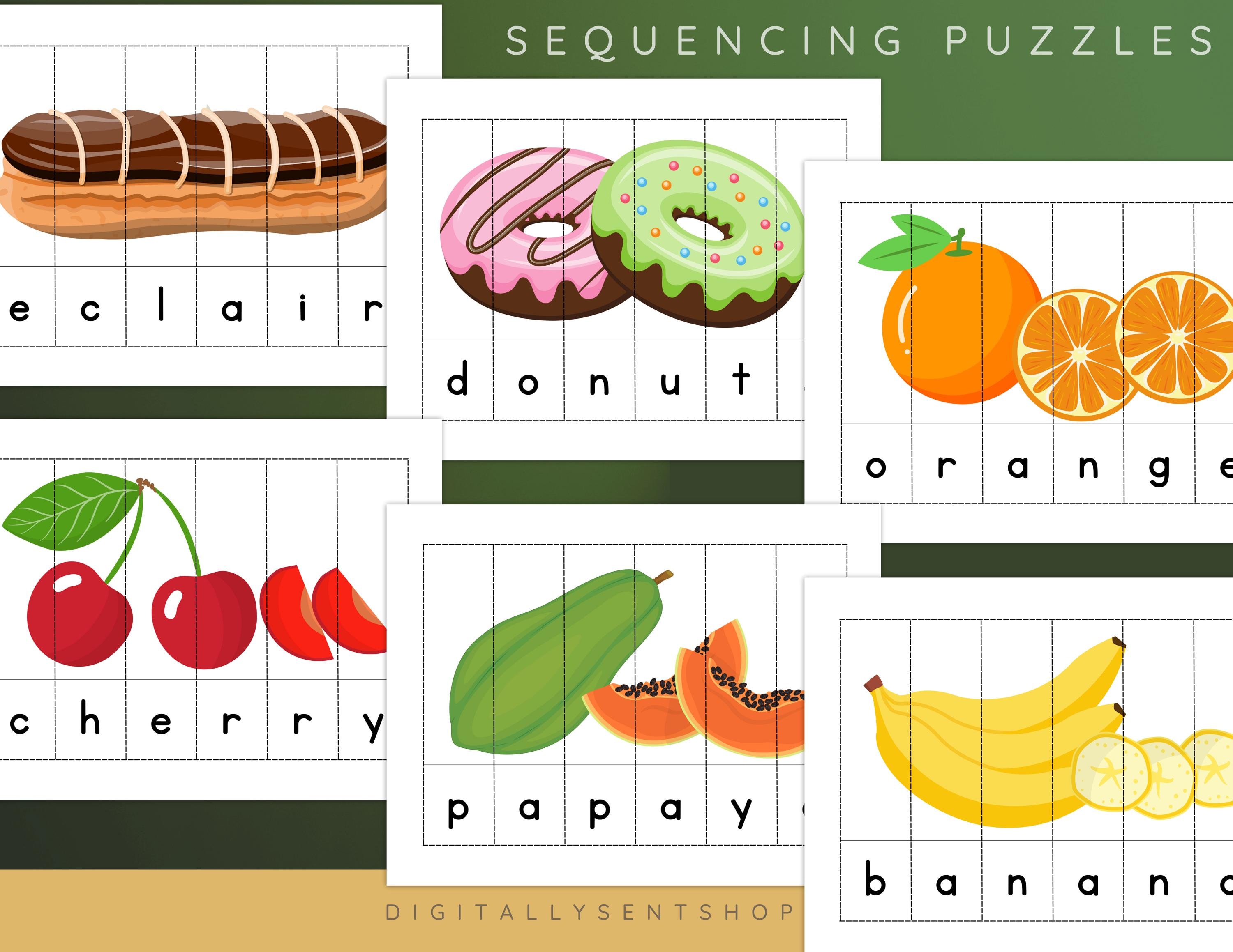 36 Sequencing Puzzles | Food Flashcards | Sequence Cut and Play Early ...