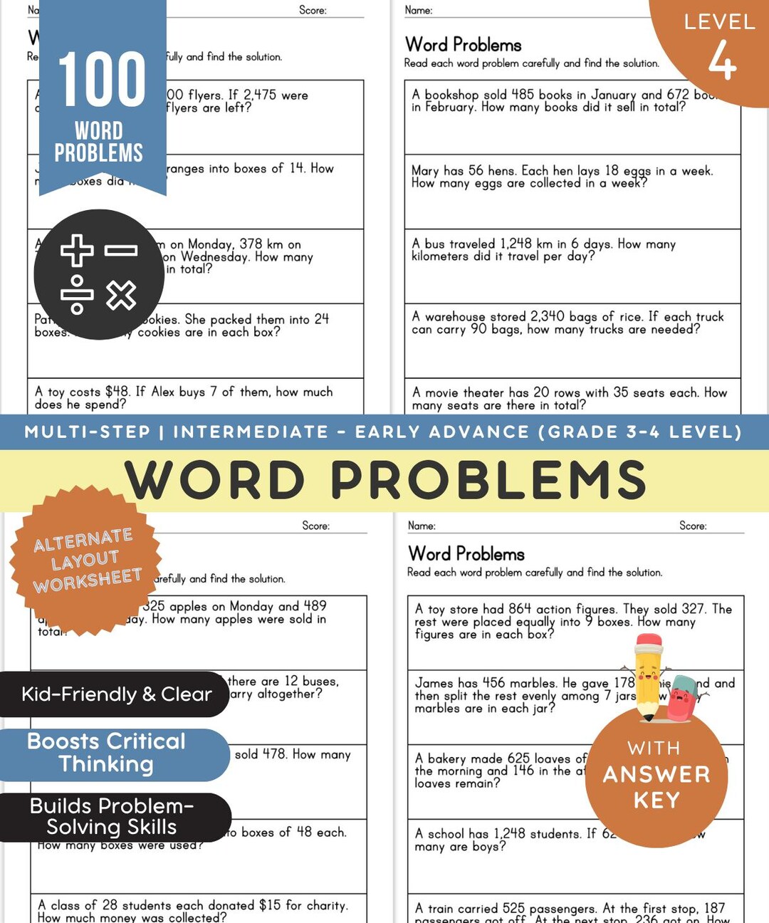 Intermediate to Early Advanced Math Word Problems: Alternate Layout ...