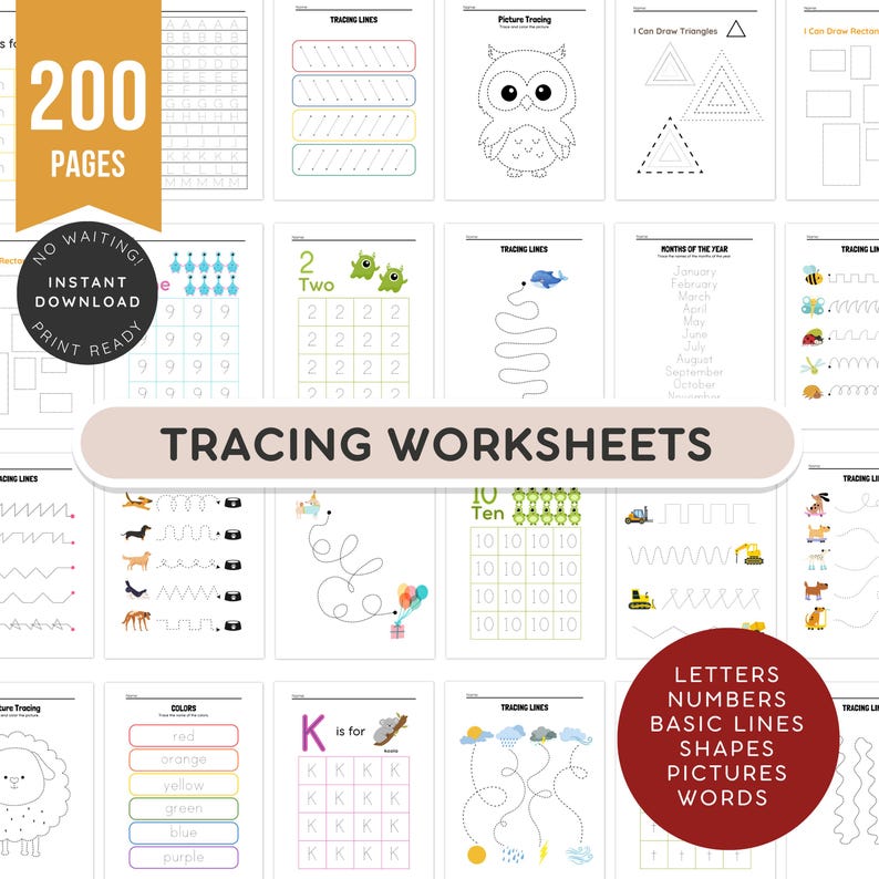 Preschool & Kindergarten Tracing Handwriting Bundle | 4 Workbooks PDF ...