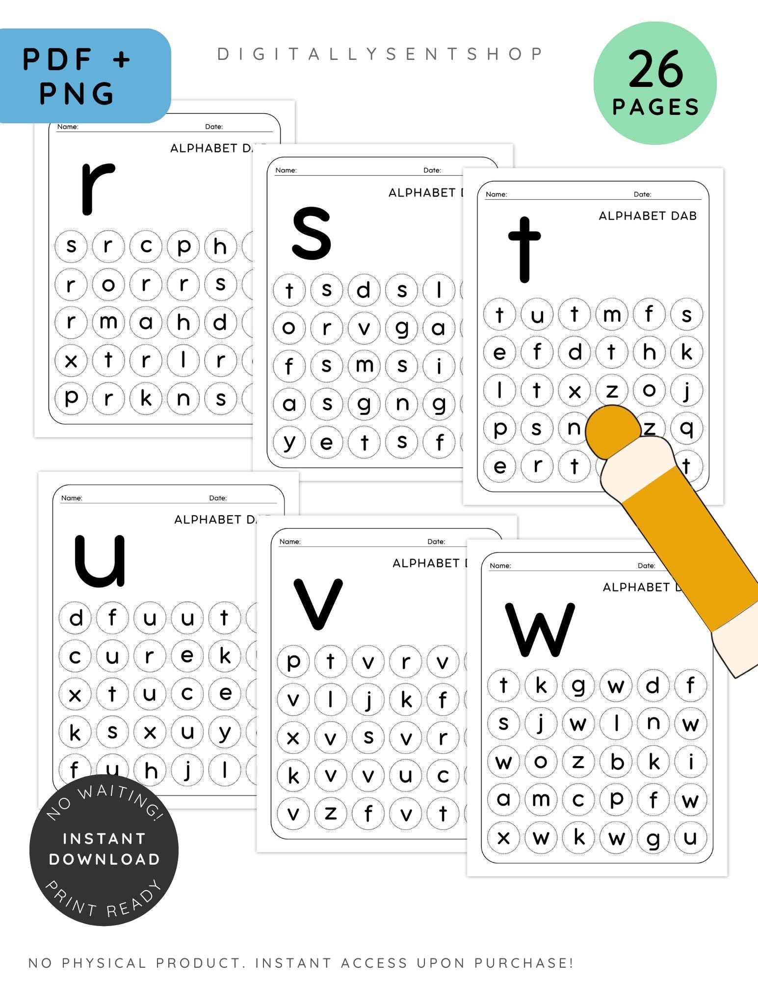 Alphabet Dab It Worksheets | Lowercase A–Z Dot Marker Activities | 26 ...