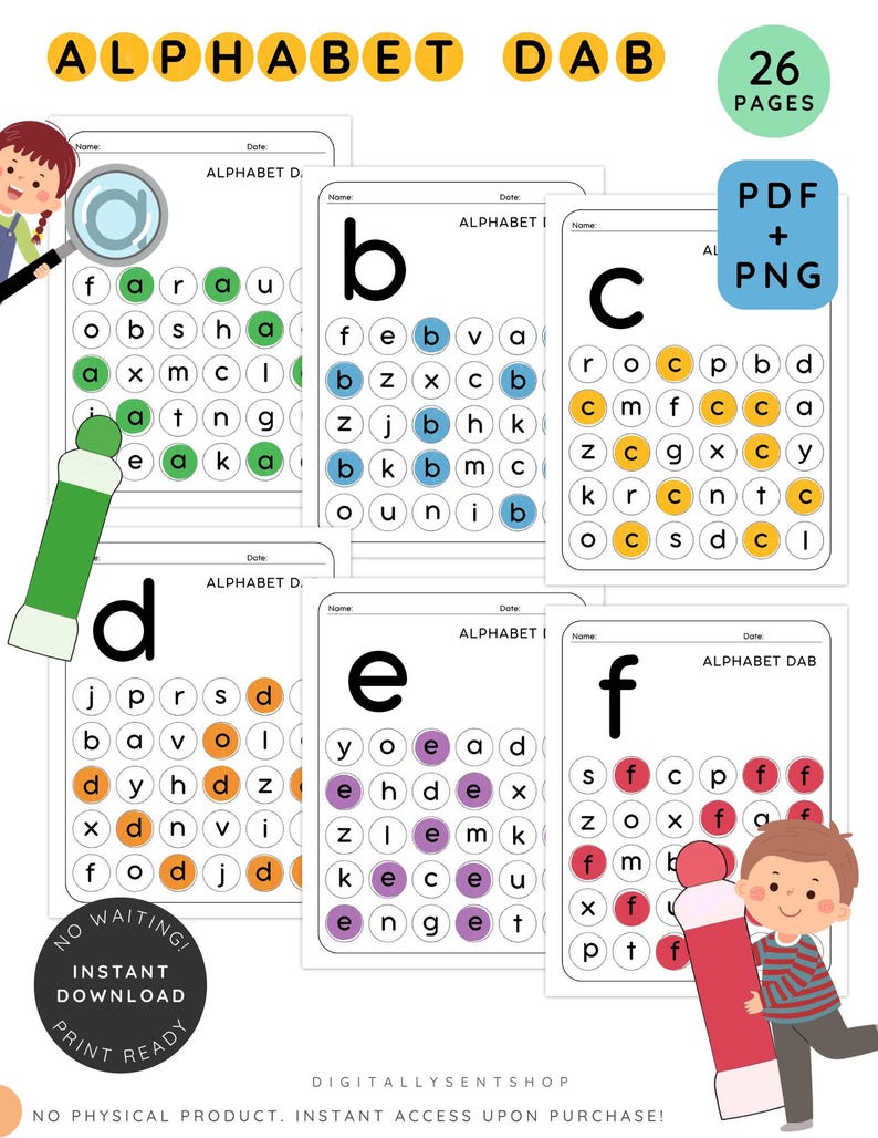 Alphabet Dab It Worksheets | Lowercase A–Z Dot Marker Activities | 26 ...