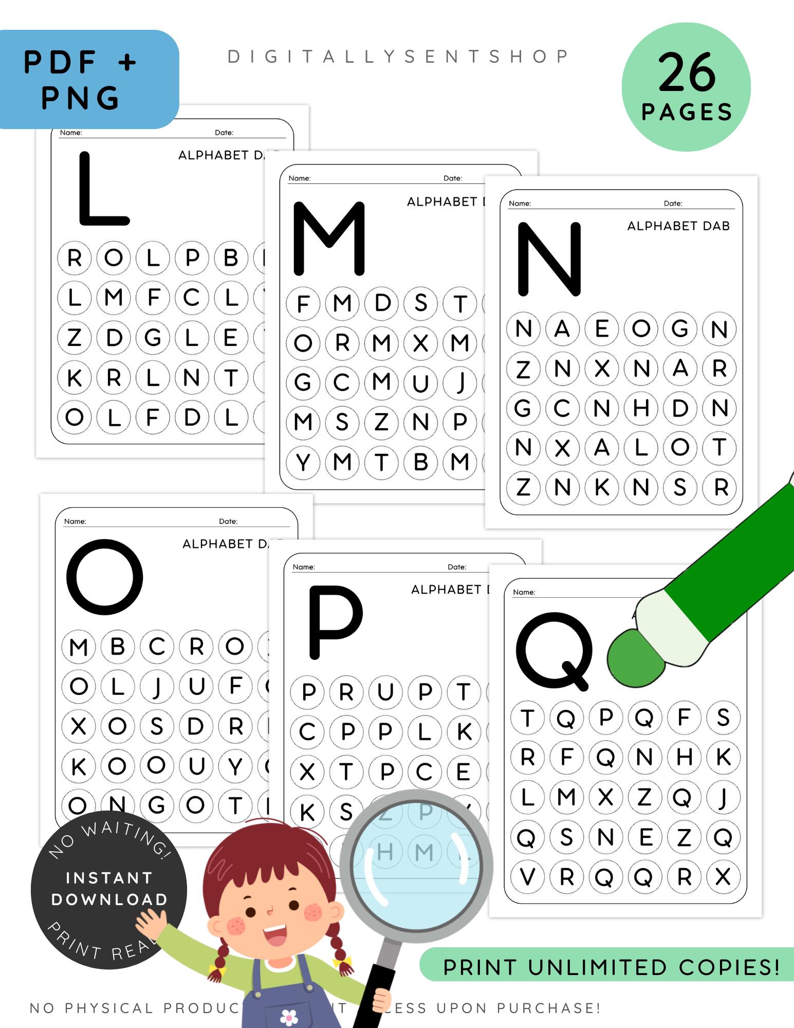 Alphabet Dab It Worksheets | Uppercase A–Z Dot Marker Activities | 26 ...