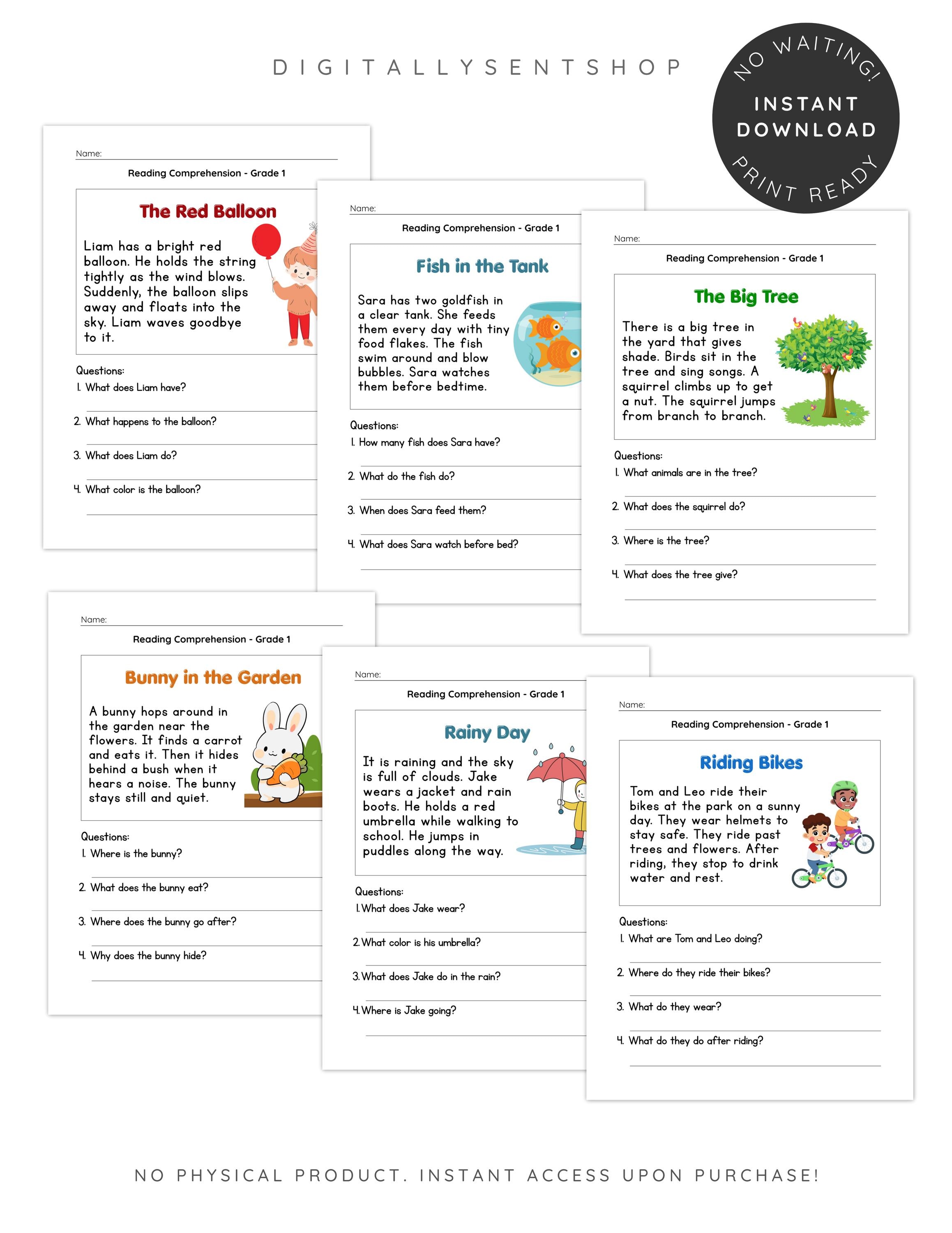 Reading Comprehension Grade 1 Set 2 | 25 Short Stories for Kids ...