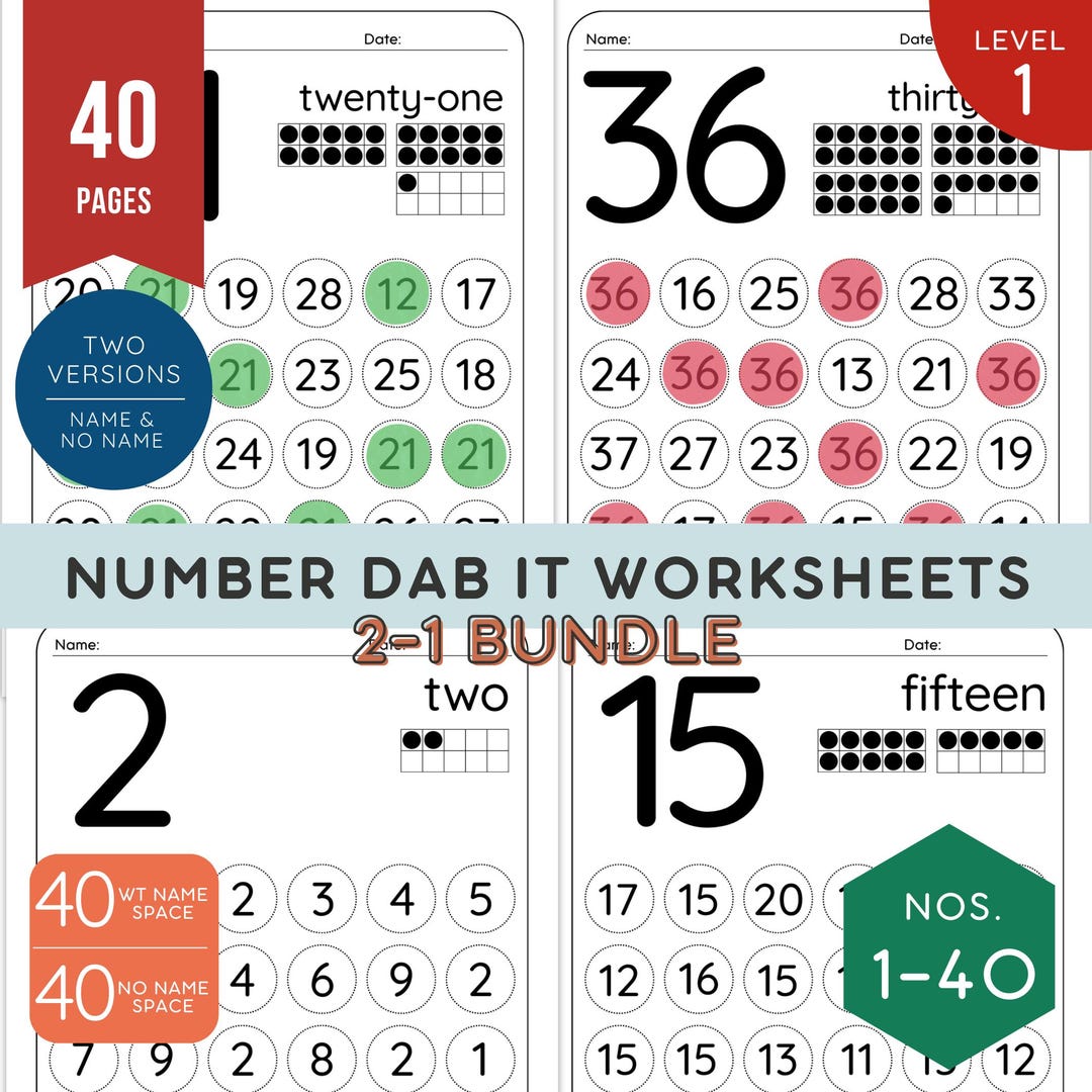 Number Dab It Worksheets Bundle | Numbers 1–40 Dot Marker Activities - Etsy