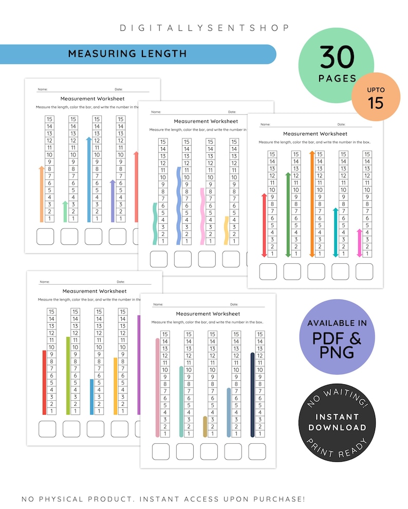 Measuring Length Worksheets PDF + PNG | 150 Problems | Compare ...