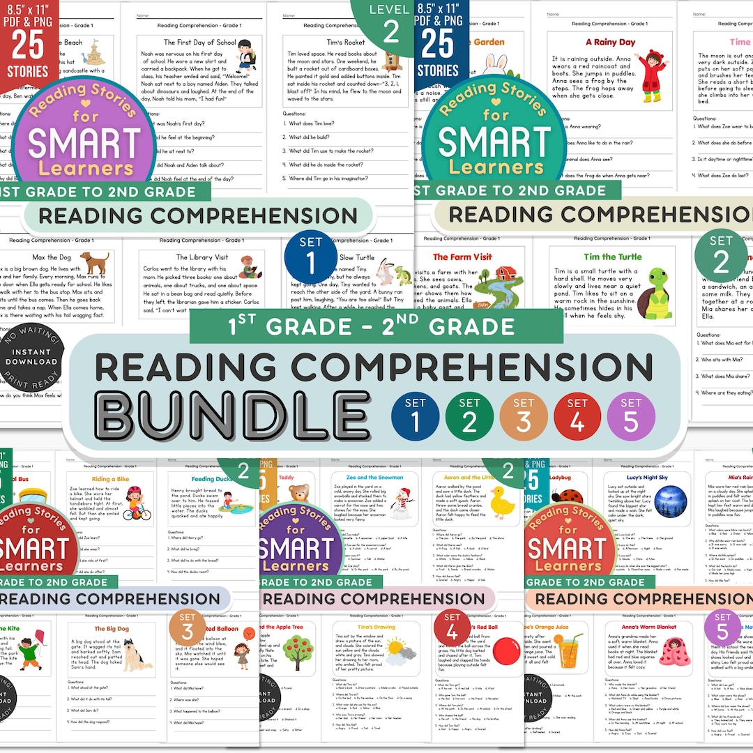 125 Short Stories for Grade 1 | Reading Comprehension Bundle PDF & PNG ...