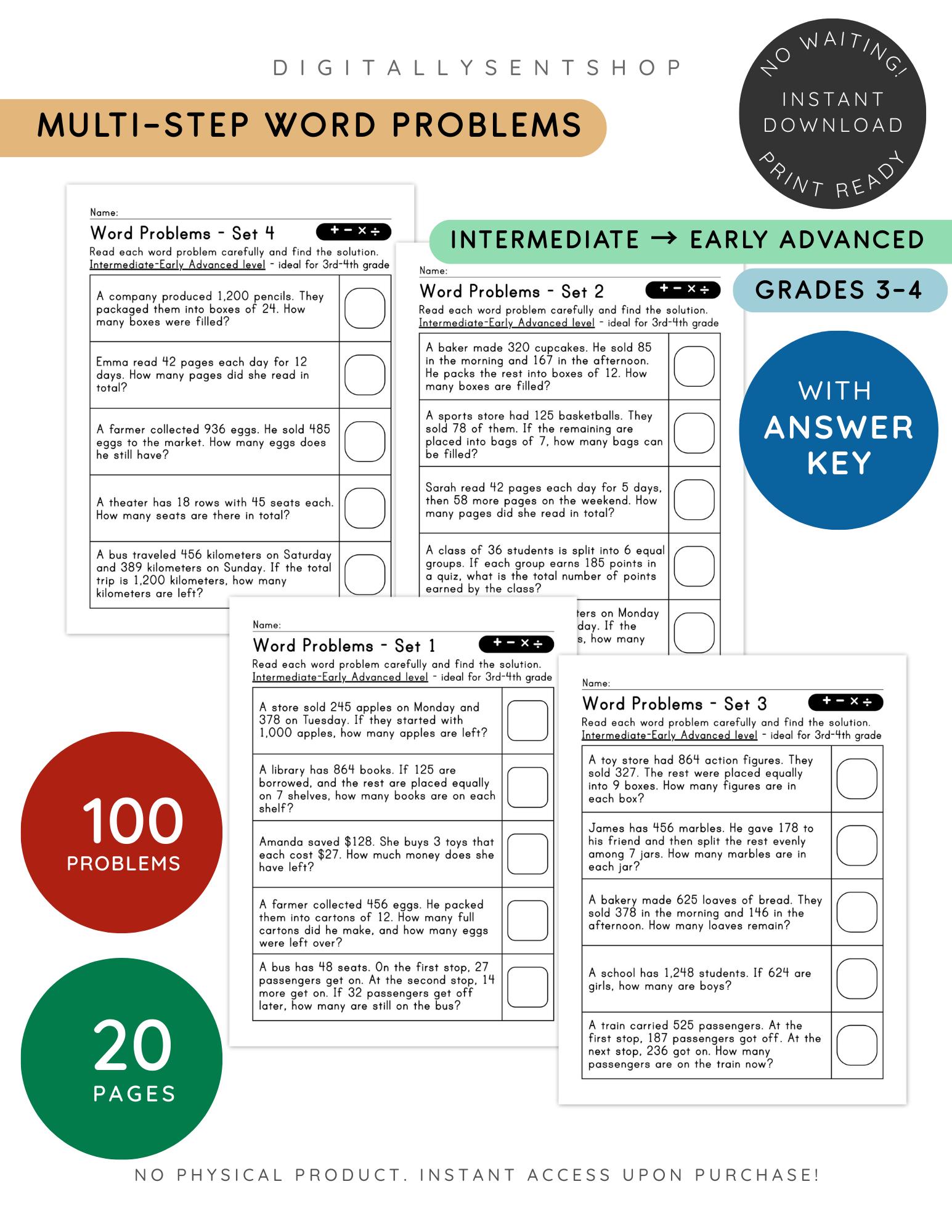 Intermediate to Early Advanced Math Word Problems | 100 Problems ...