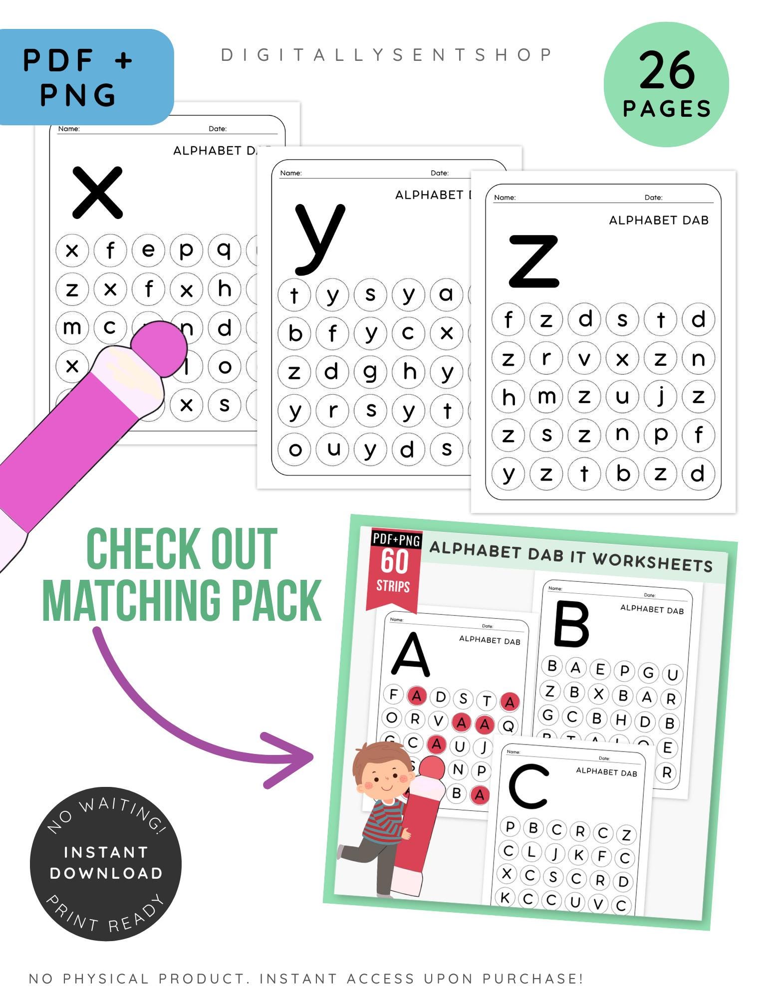 Alphabet Dab It Worksheets | Lowercase A–Z Dot Marker Activities | 26 ...