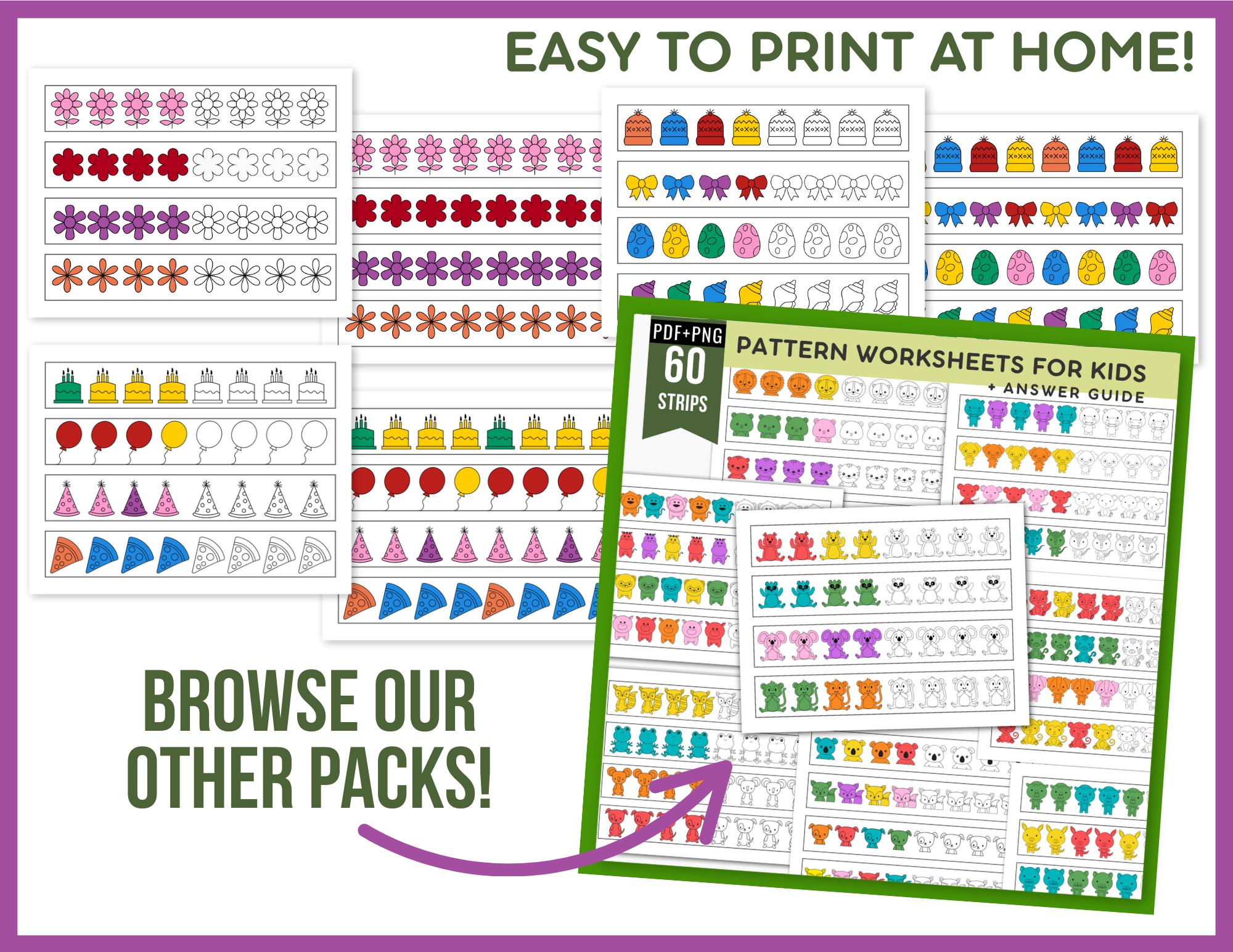 Pattern Worksheets | Repeat the Pattern Worksheets Pack | Preschool ...