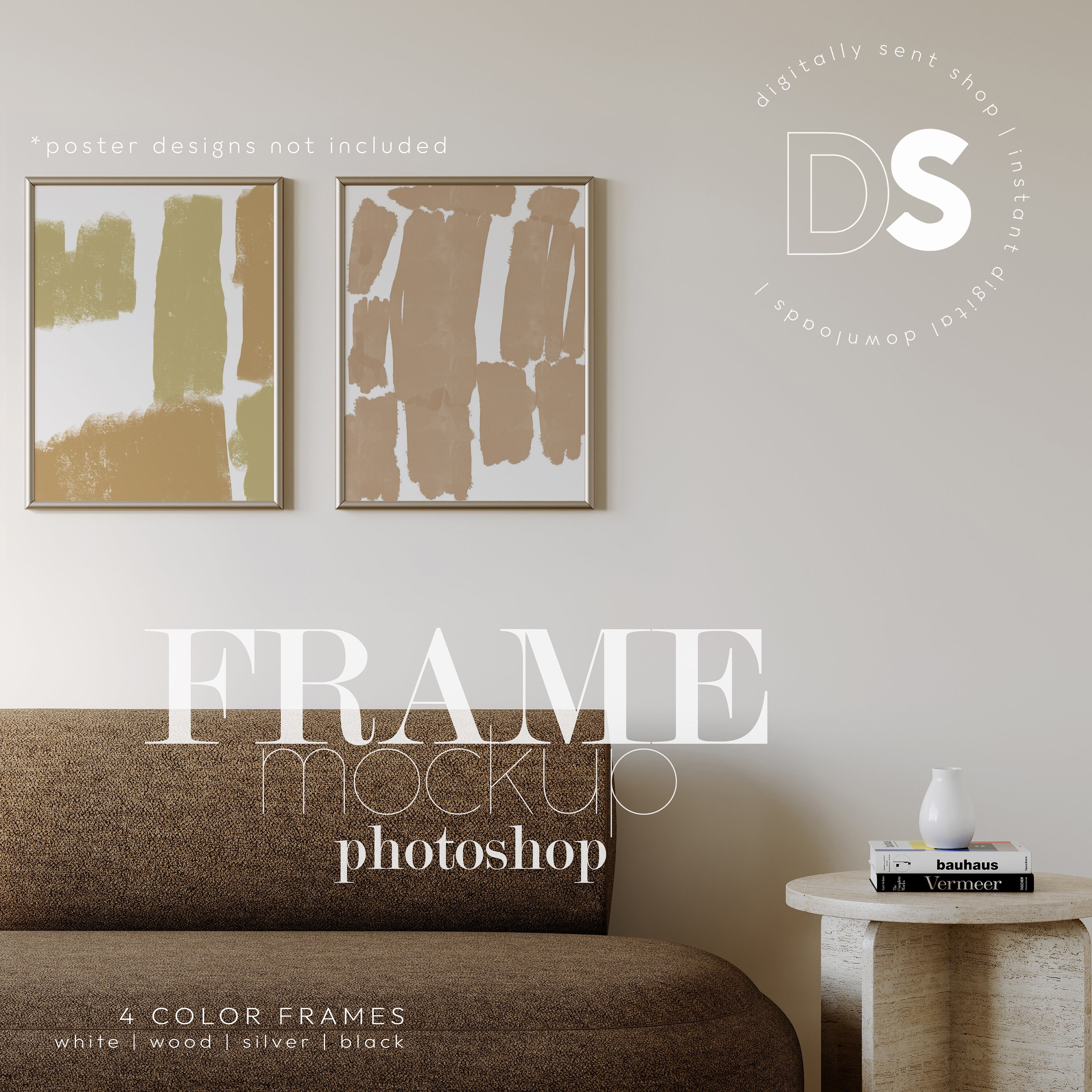 2 Frames Mockup, Silver Frame Mockup, Black Frame Mockup, Editable ...