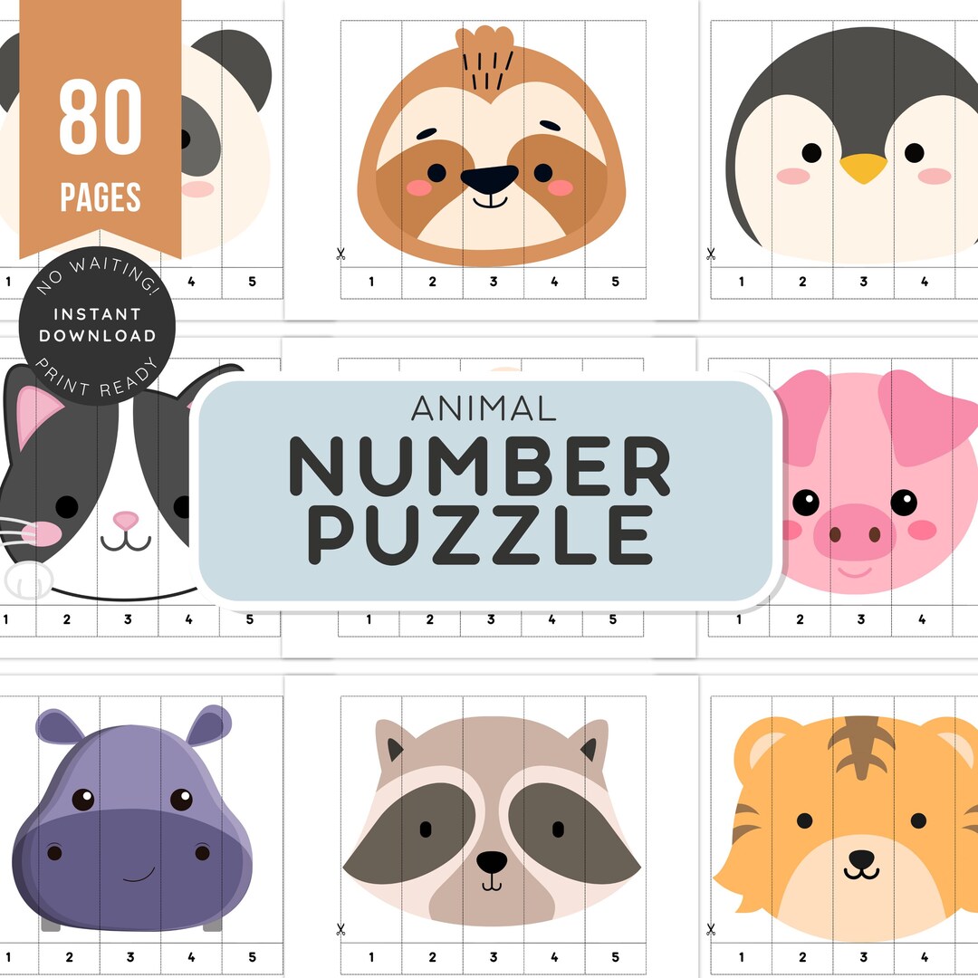 80 Pages Animal Puzzle | Number Puzzles | Number Sequence | Early ...