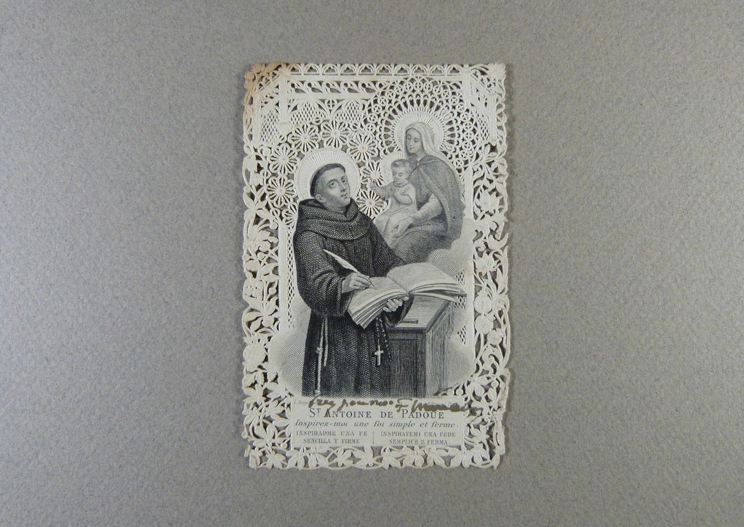 Saint Anthony of Padua Old Pious Image Canivet Lace, Turgis in Paris ...