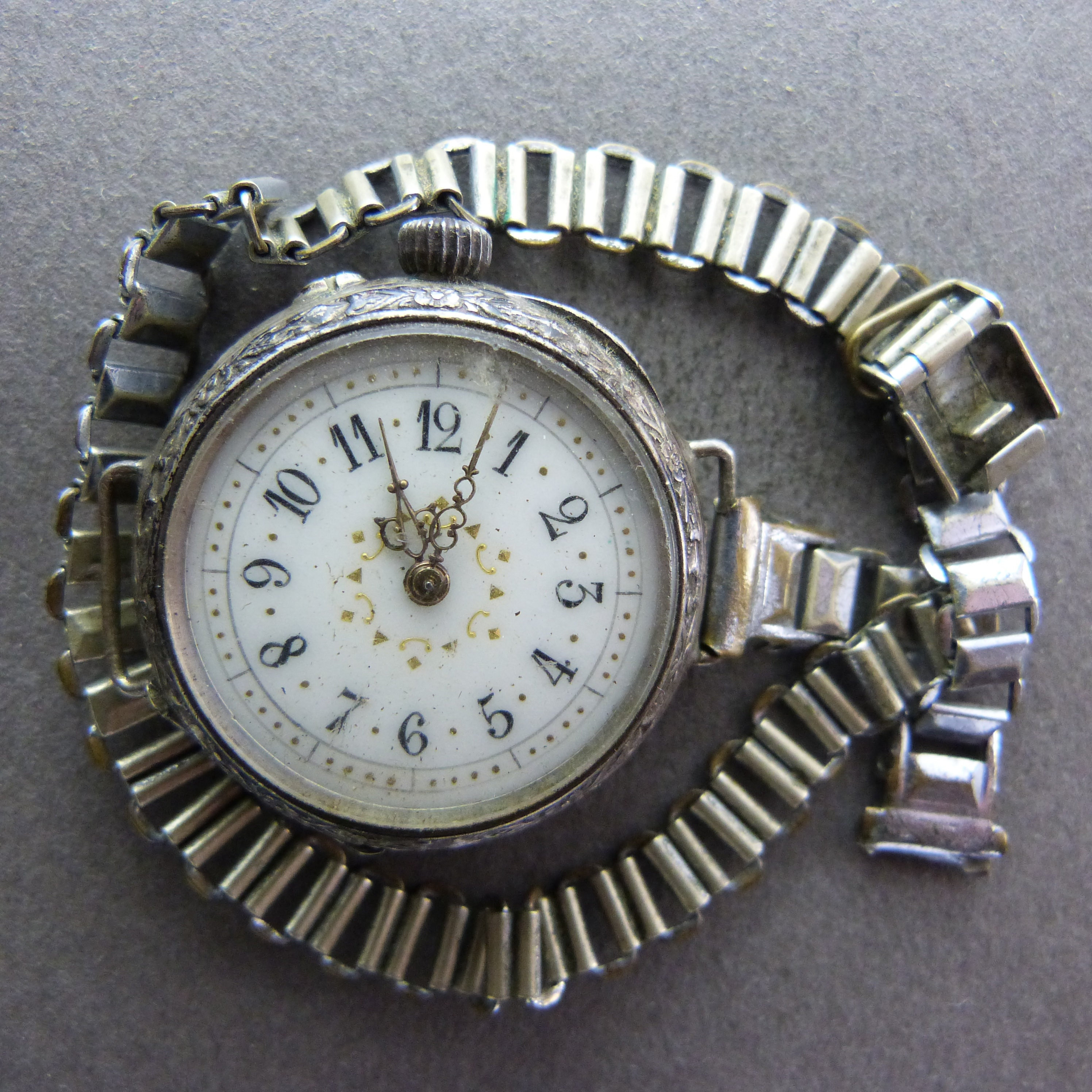 French WWI Art Nouveau Silver Cased Top Wind Pocket, Fob Watch With ...