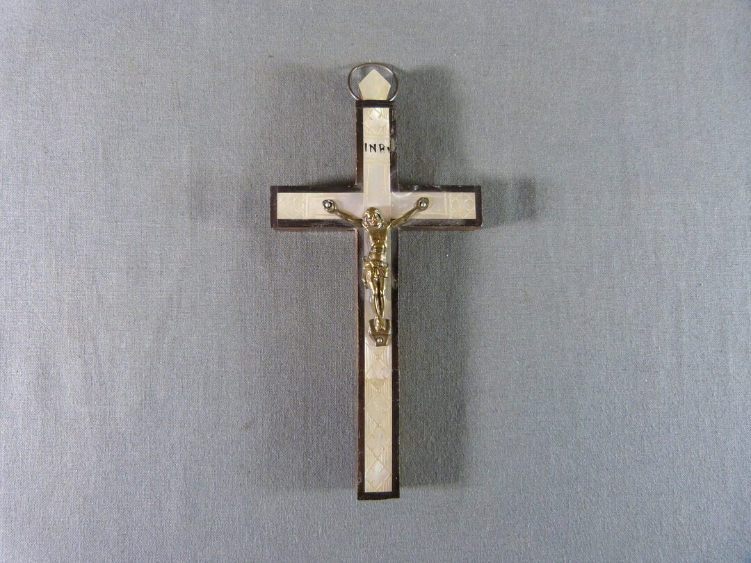 Crucifix Pectoral Cross Copper, Mother-of-pearl and Wood, Height 13 Cm ...