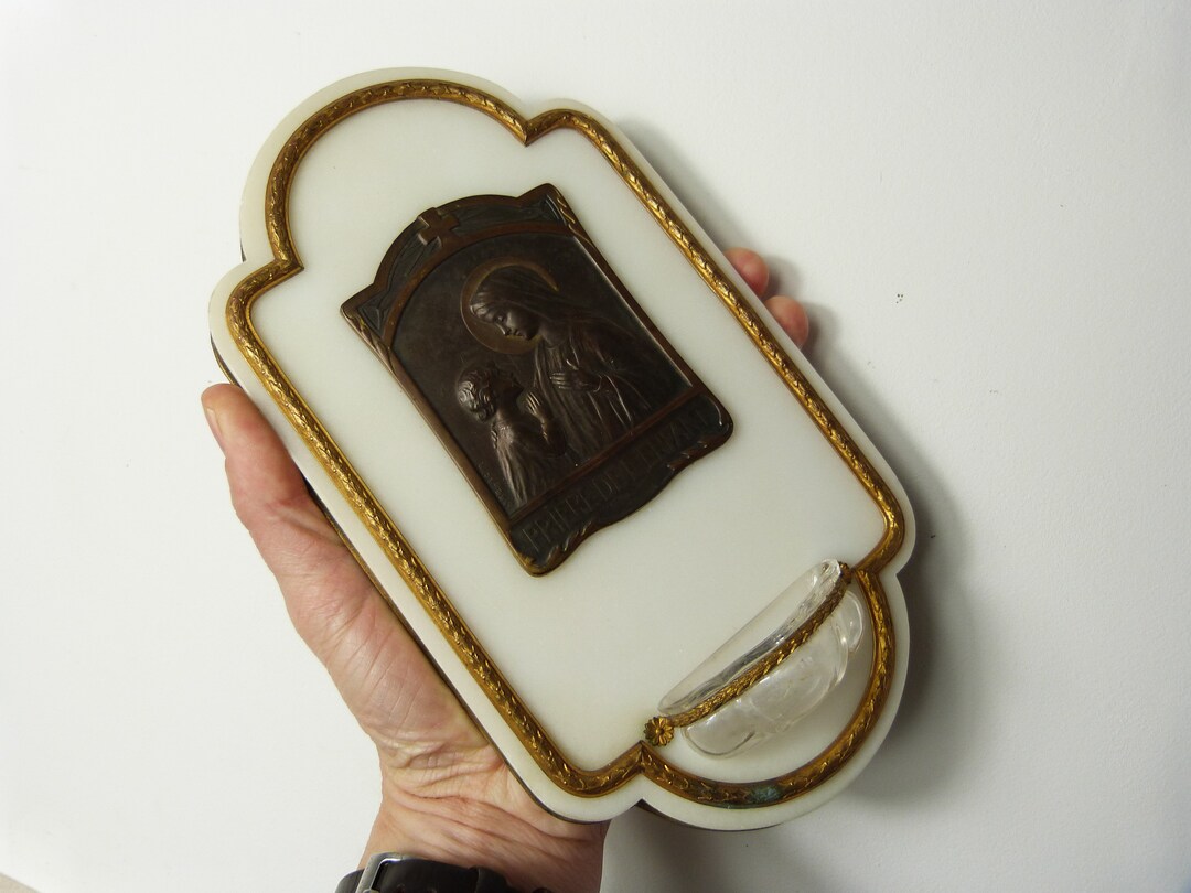 Sublime Large Napoleon III Stoup in Onyx and Copper Plate "prayer of ...