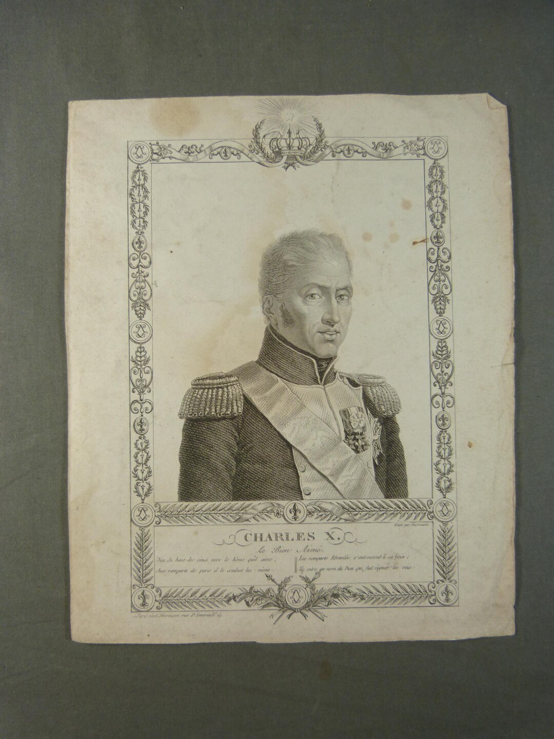 Engraving of the Portrait of King Charles X, the Beloved, Engraved by ...