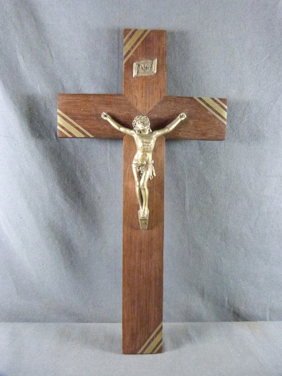 Vintage French Crucifix, Religious Wall Cross in Silvered Bronze ...
