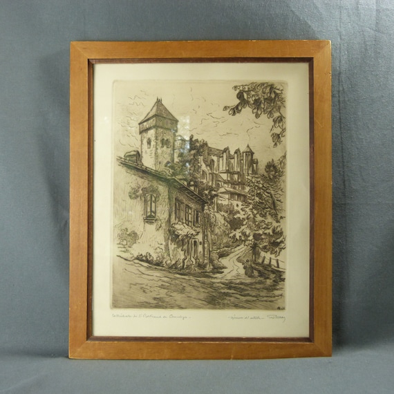 Tableau French Vintage Etching Cathedral Of St Bertrand Of Etsy