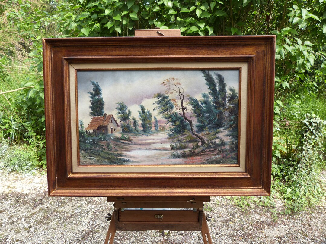 French Oil on Canvas Signed M. HARLIN 1906, Landscape of Moors, Framed ...