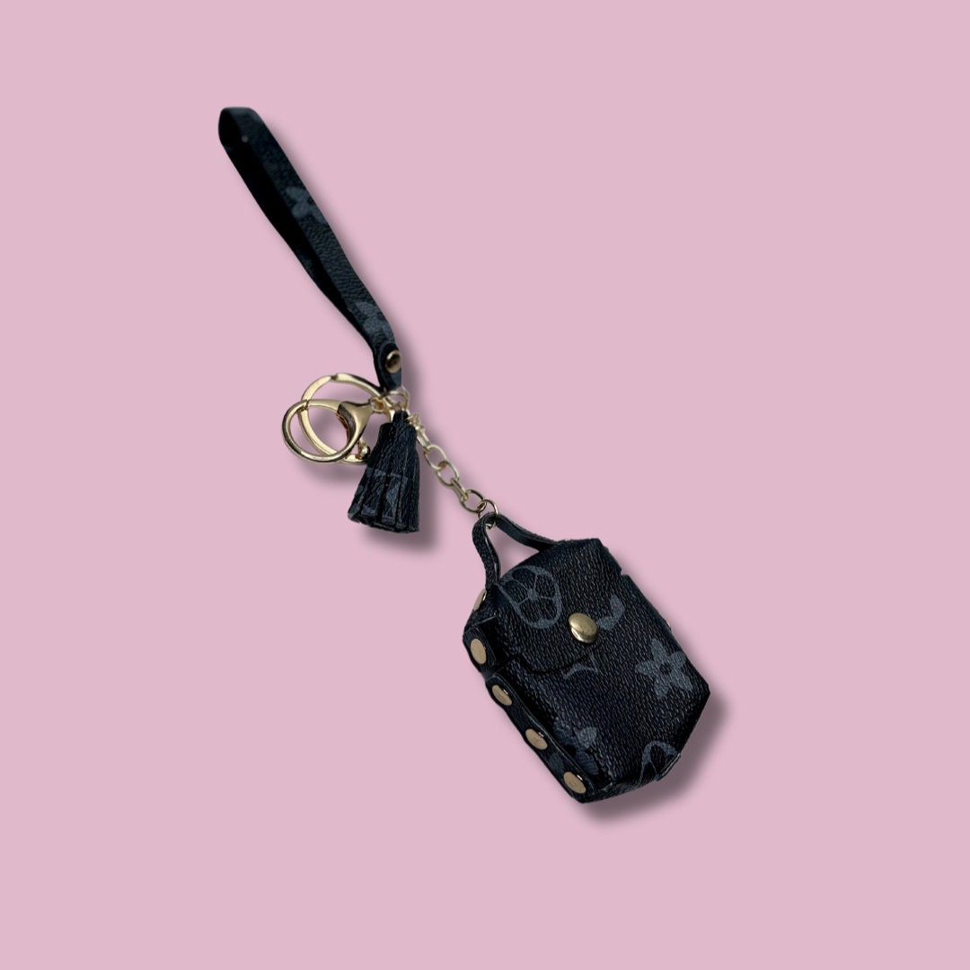 Unisex Keychain Black Mini Coin Purse Keychains Airpods Case Luxury ...