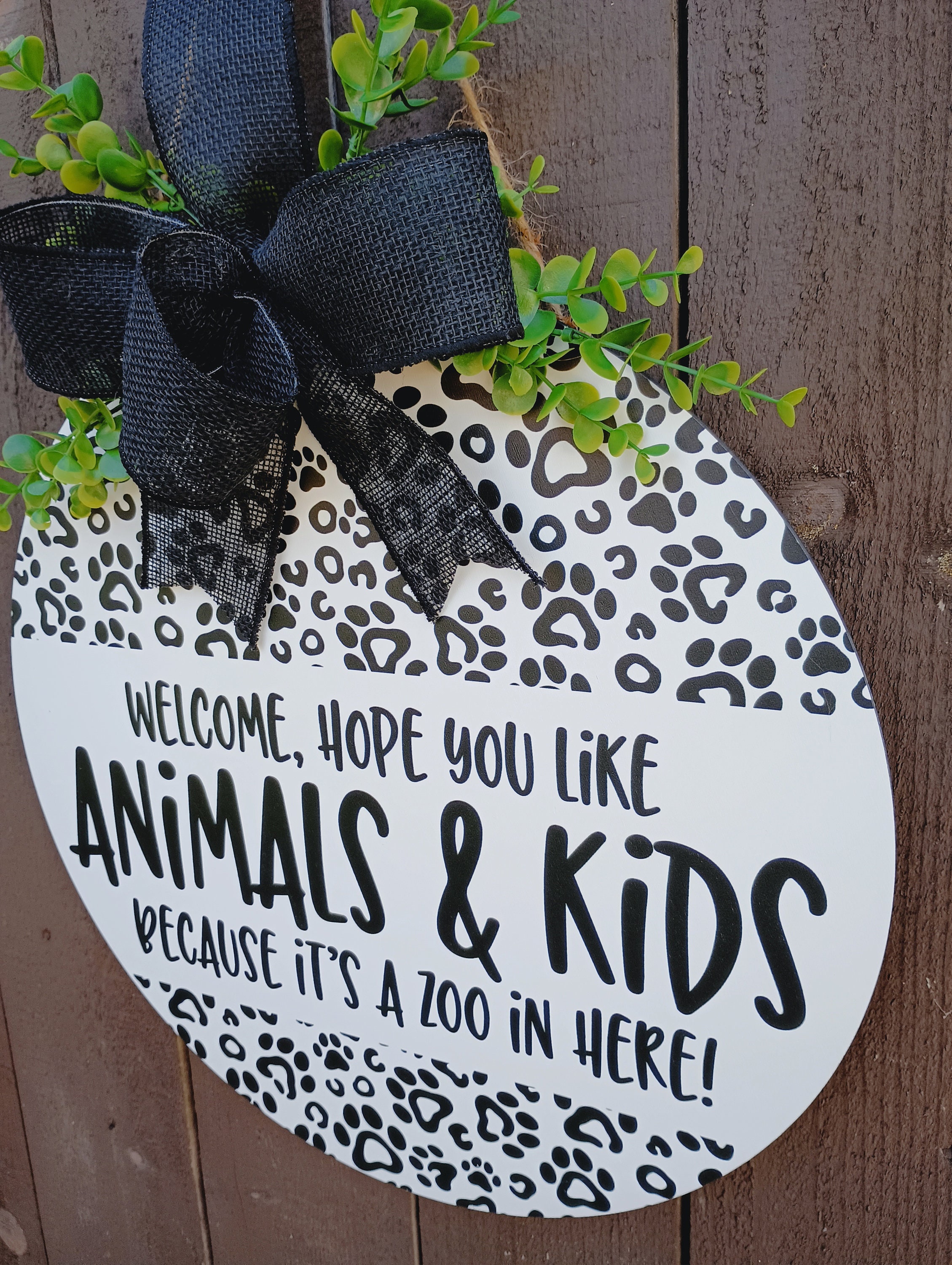 Welcome to the Zoo Wood Front Door Hanger Wreath, Welcome Door Sign ...