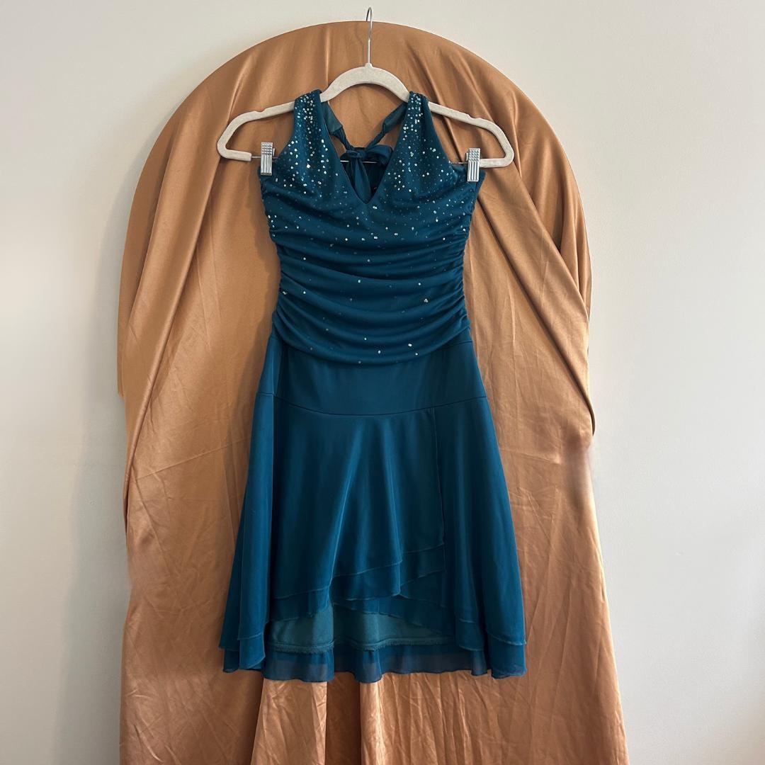 Y2k 2000s Vintage Teal Sequin Mermaidcore Fairycore Halter Ruffle Party ...