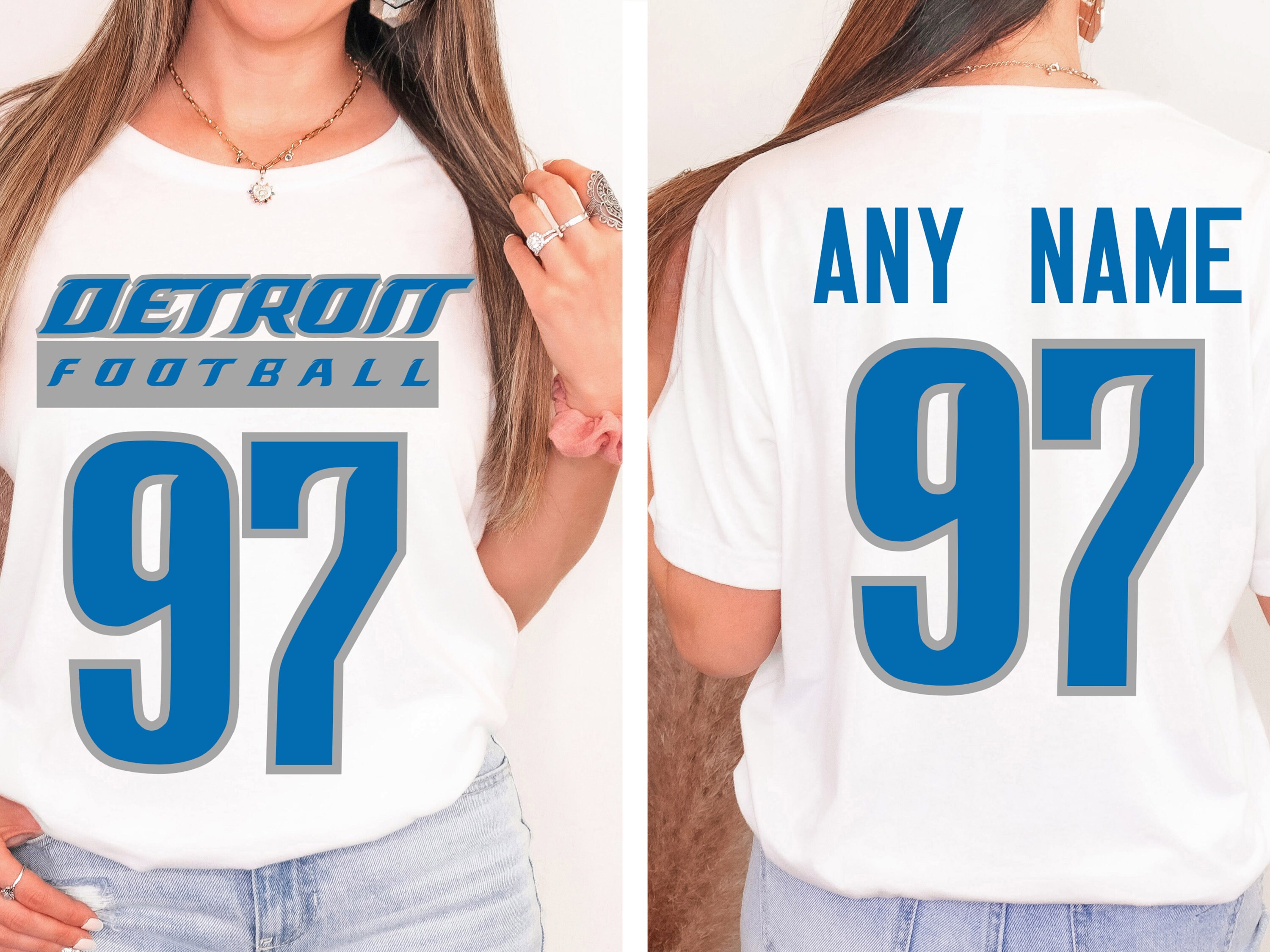 Custom Detroit Football Throwback T-shirt, Personalized Unisex Football ...