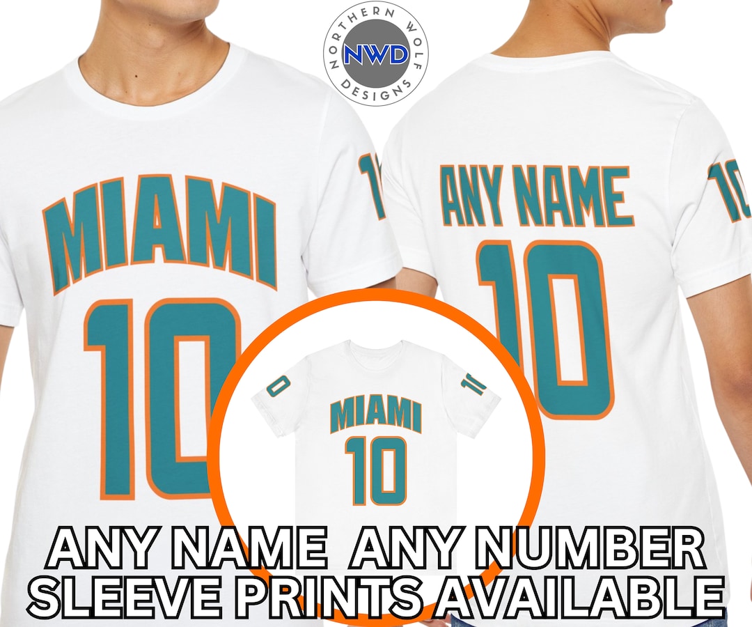 Custom Miami Football Jersey T-shirt, Customizable-any Name, Any Number ...